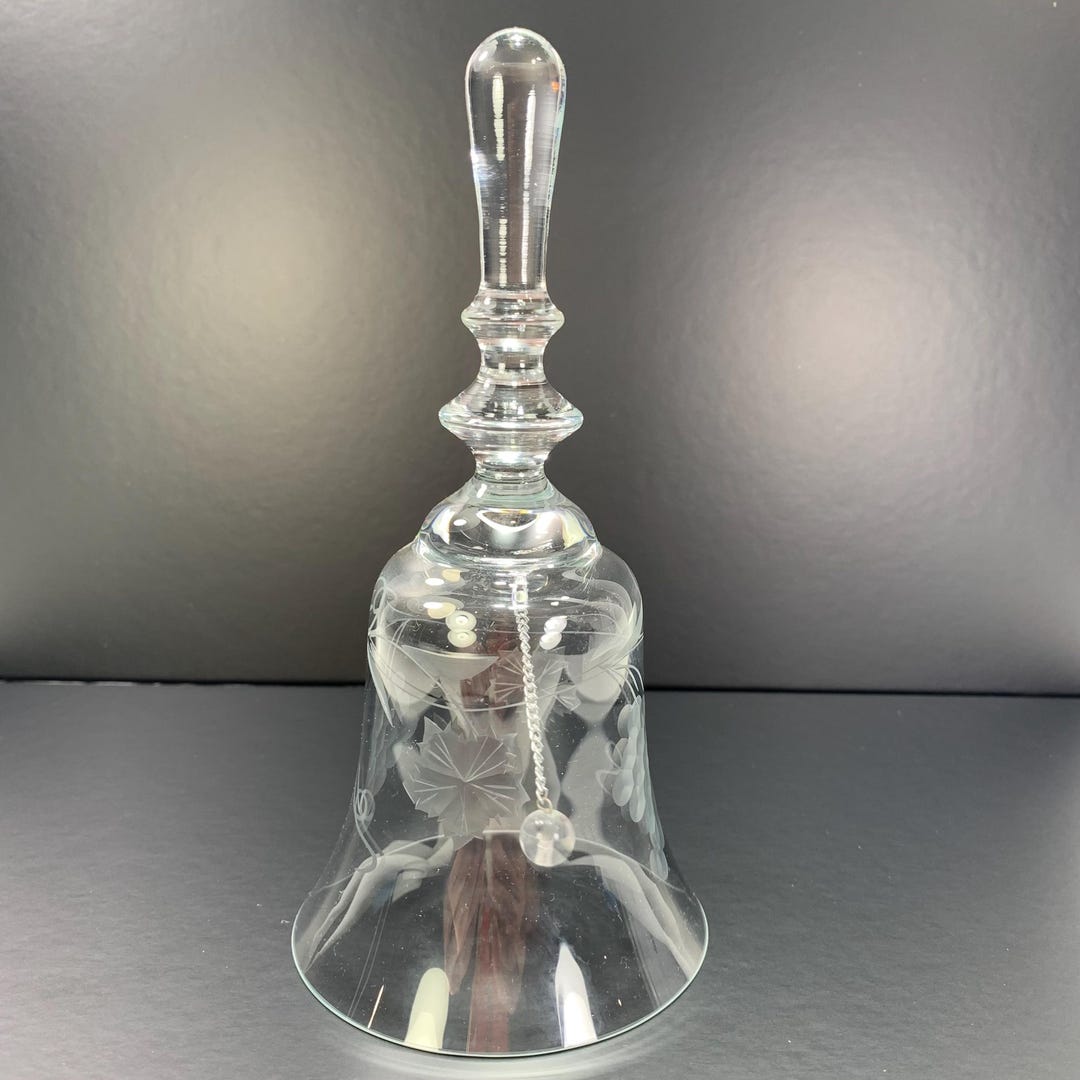 Vintage Crystal Bell | Decorative Glass Bell | Clear Glass With Etched ...