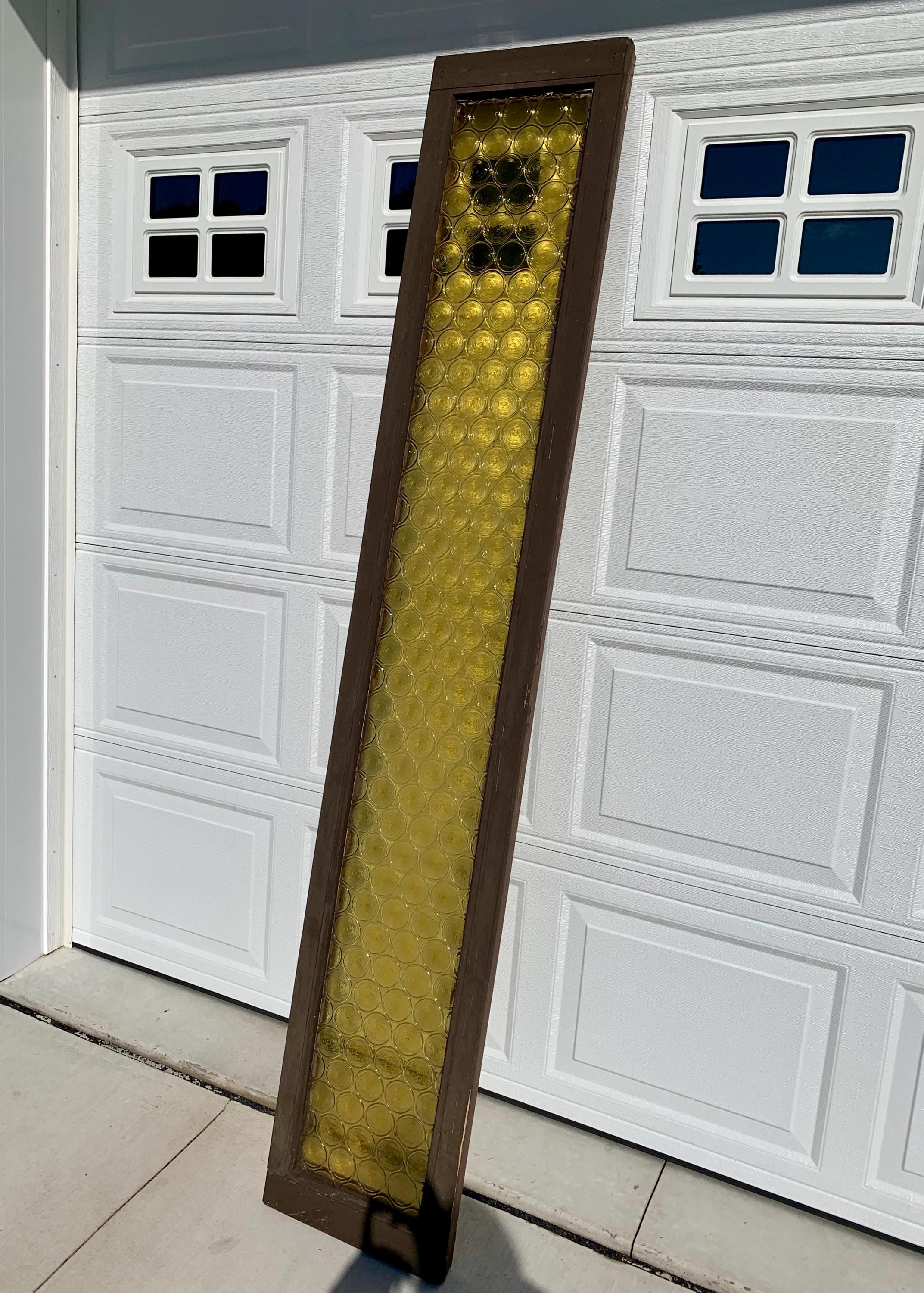 Old Bottle Glass Window 80 X 14 Vintage Yellow Glass 1970s Textured ...