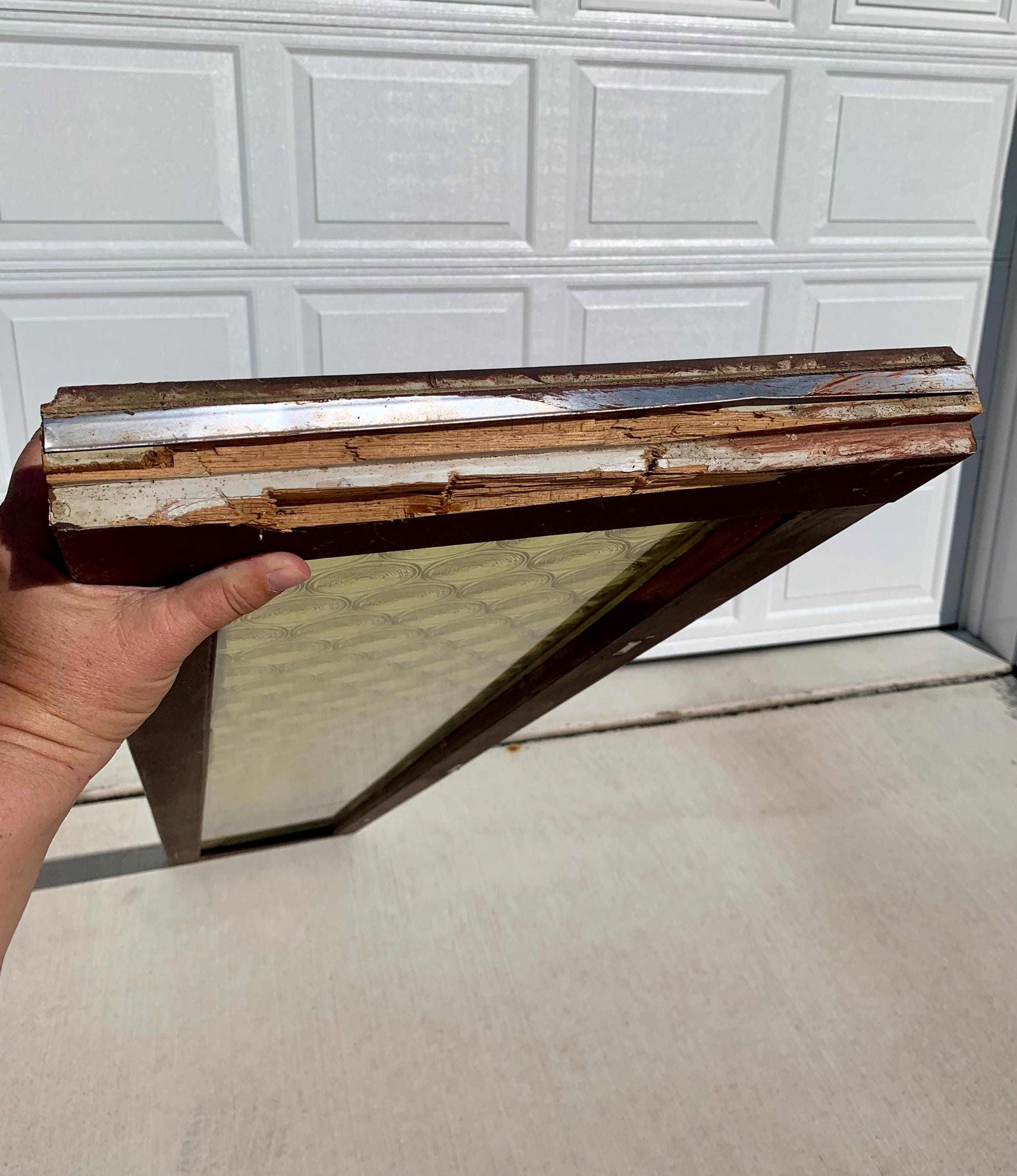 Old Bottle Glass Window 80 X 14 Vintage Yellow Glass 1970s Textured ...