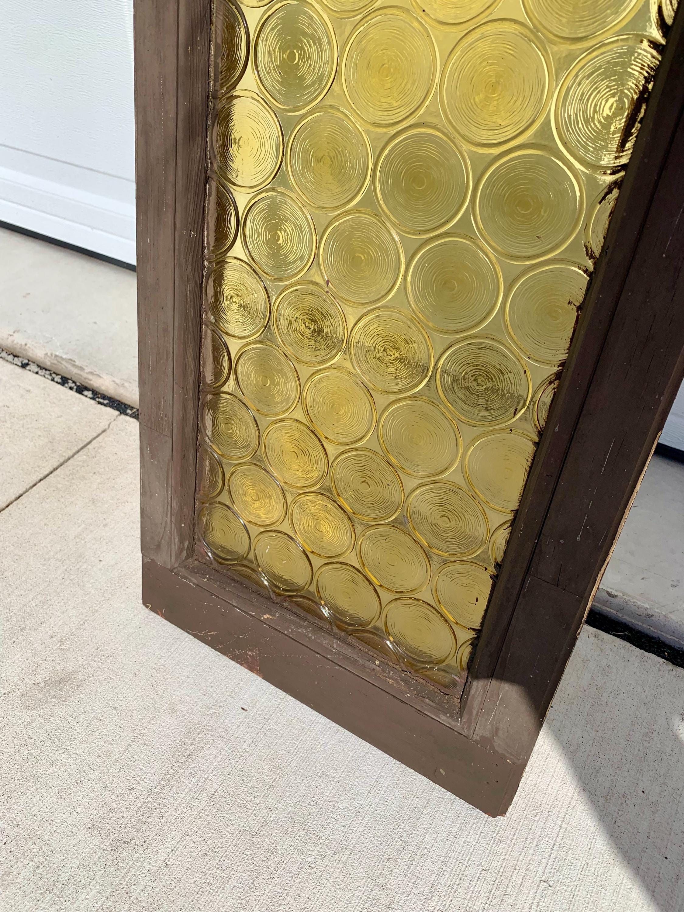 Old Bottle Glass Window 80 X 14 Vintage Yellow Glass 1970s Textured ...