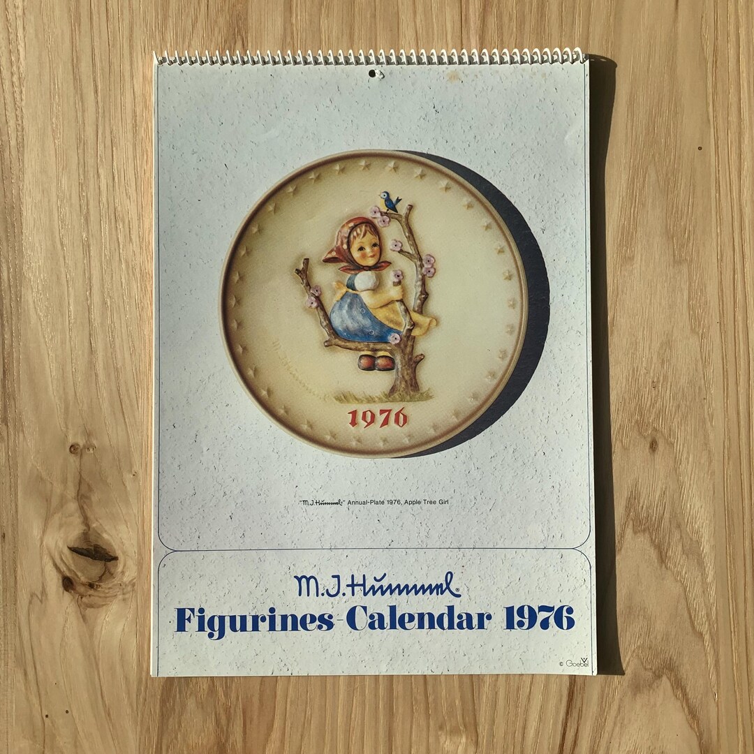 Vintage Wall Calendar 1976 M.I. Hummel Figurines apple Tree Girl on ...