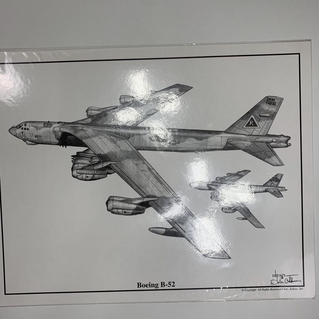 Boeing B-52, Dale Adkins Art, Pencil Sketch, 11x14 Print in Sleeve, Not ...