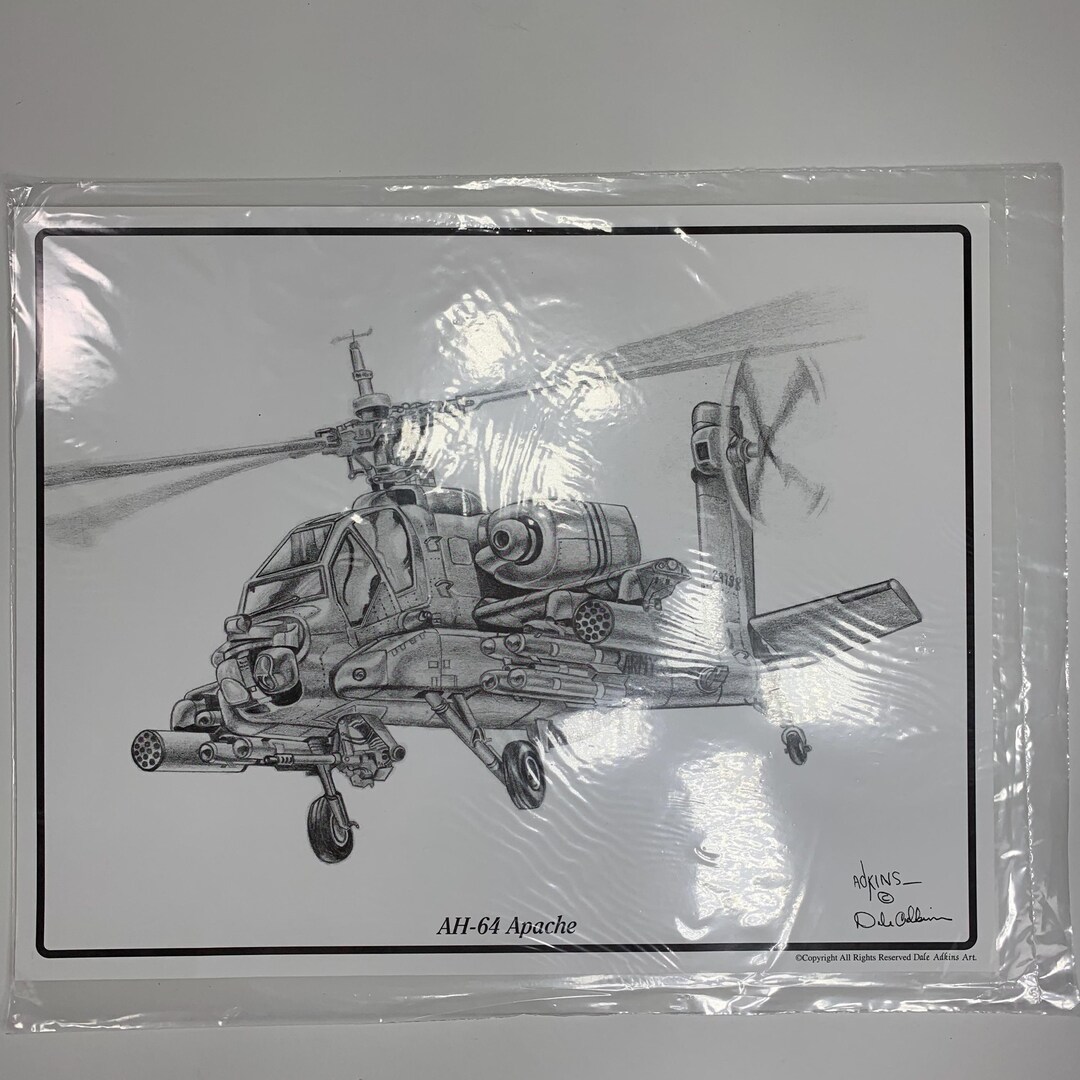 AH-64 Apache, Dale Adkins Art, Pencil Sketch, 11x14 Print in Sleeve ...