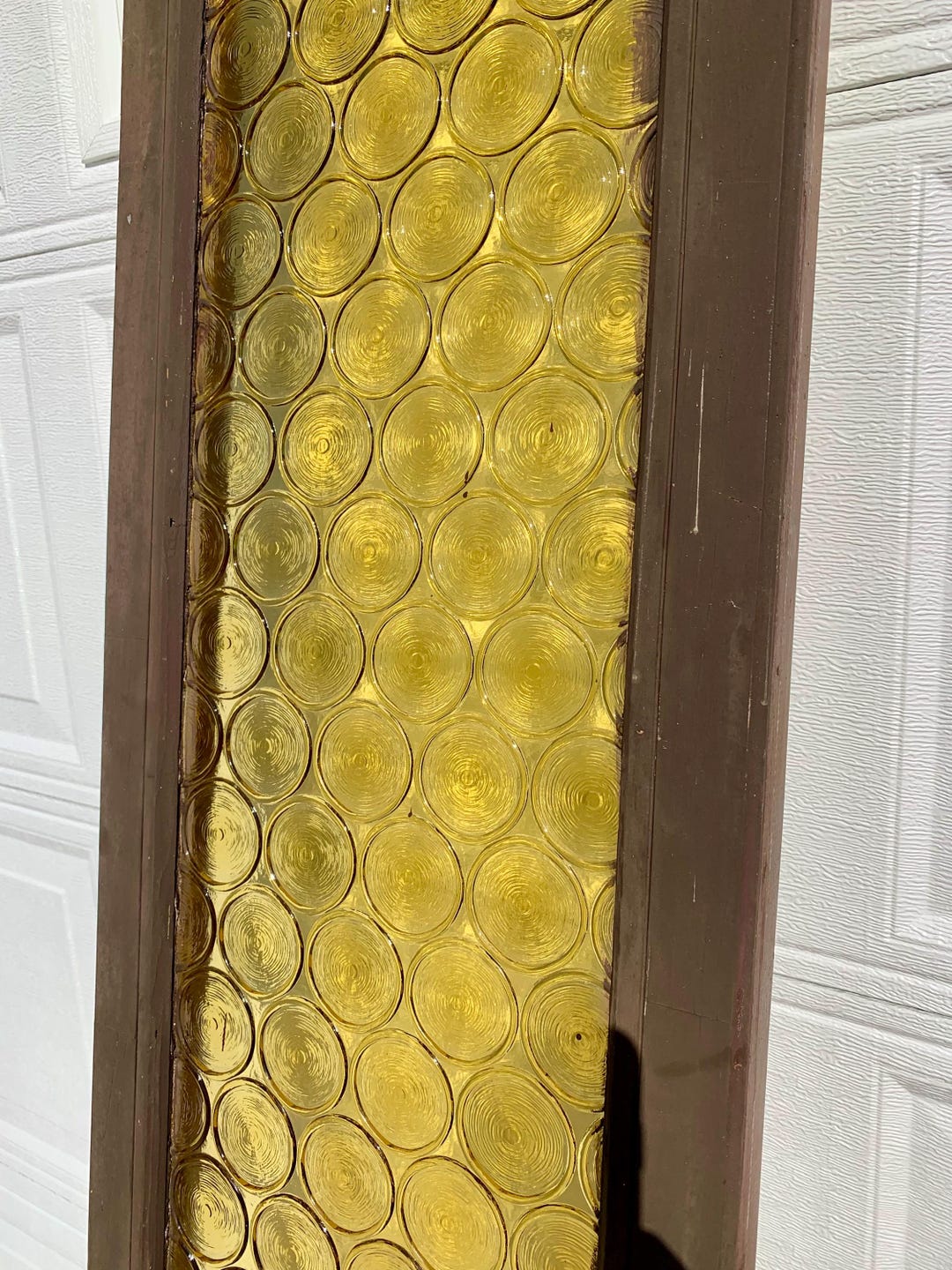 Old Bottle Glass Window | 80" X 14" | Vintage Yellow Glass | 1970s ...