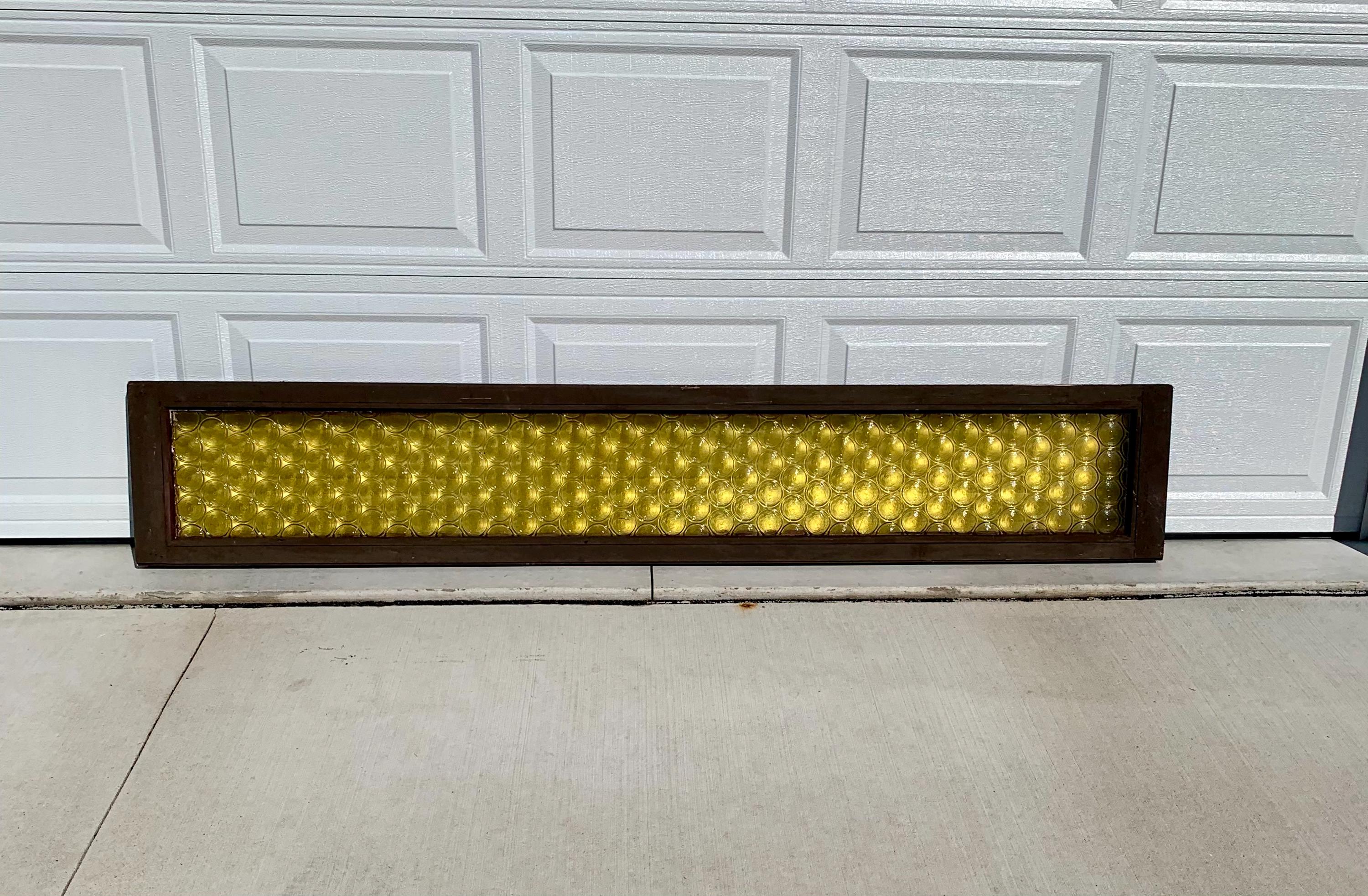 Old Bottle Glass Window 80 X 14 Vintage Yellow Glass 1970s Textured ...