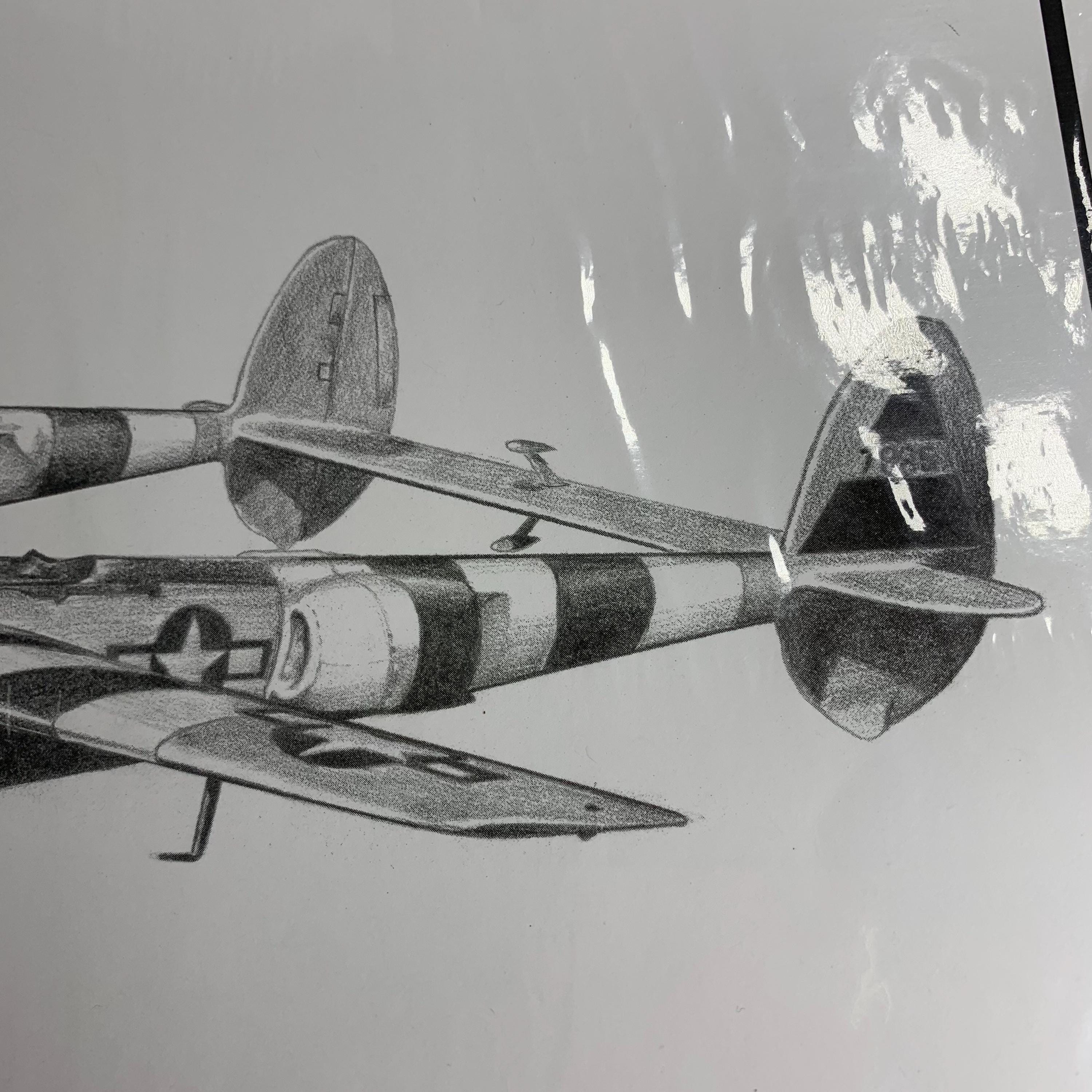 Lockheed P-38 Lightning, Dale Adkins Art, Pencil Sketch, 11x14 Print in ...
