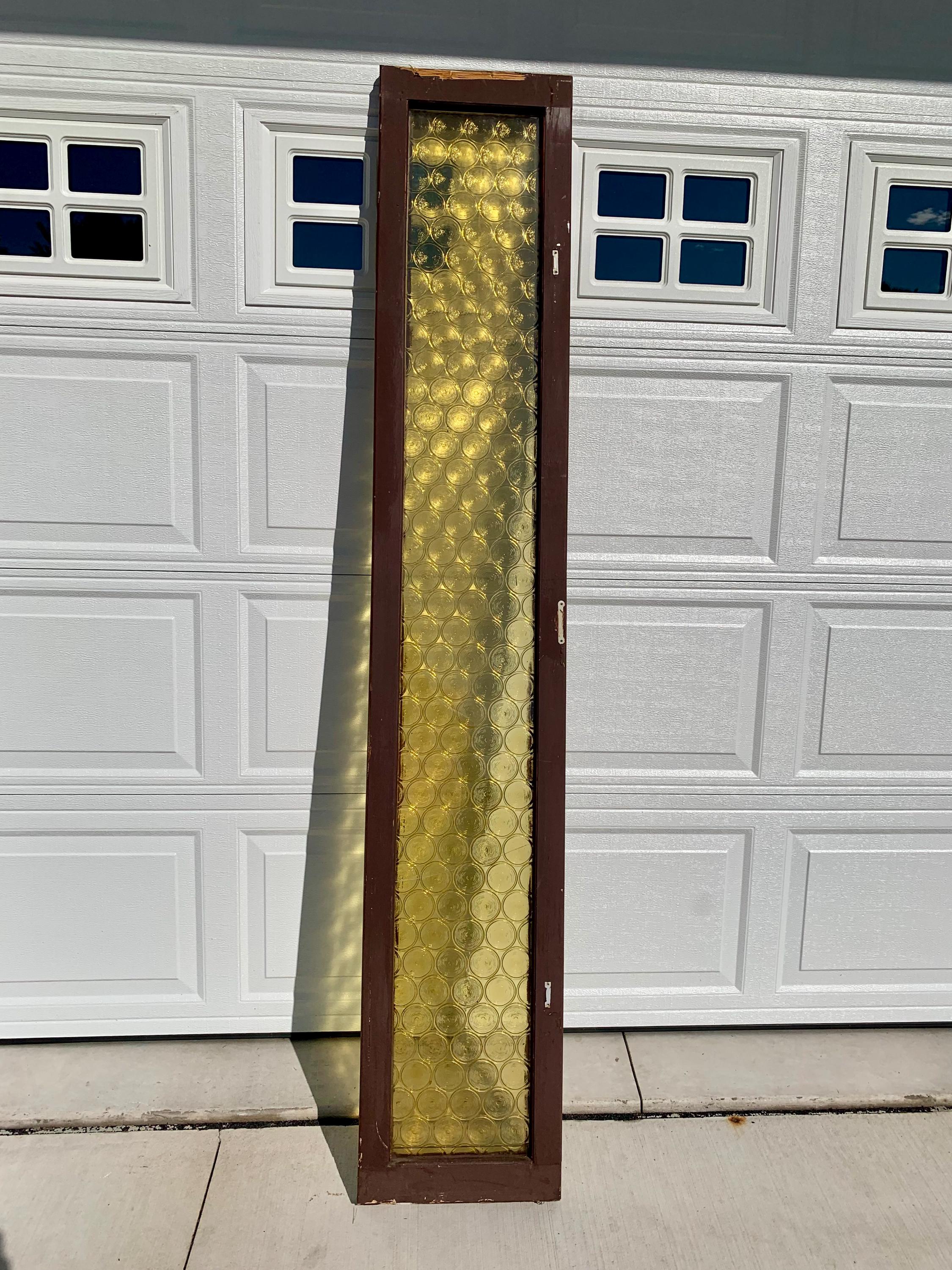 Old Bottle Glass Window 80 X 14 Vintage Yellow Glass 1970s Textured ...