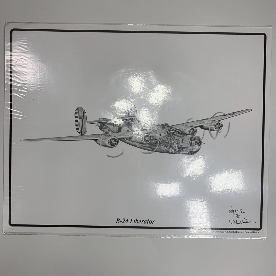 B-24 Liberator, Dale Adkins Art, Pencil Sketch, 11x14 Print in Sleeve ...
