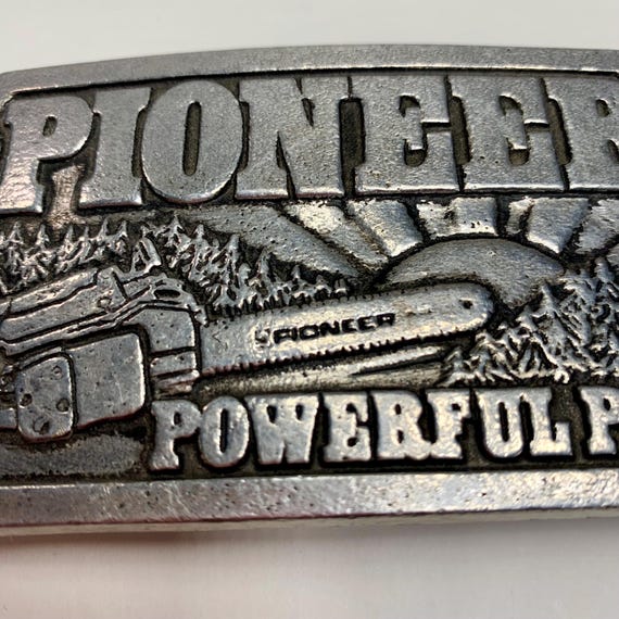 Vintage Pioneer Chainsaw Belt Buckle: 1970s Logging T… - Gem