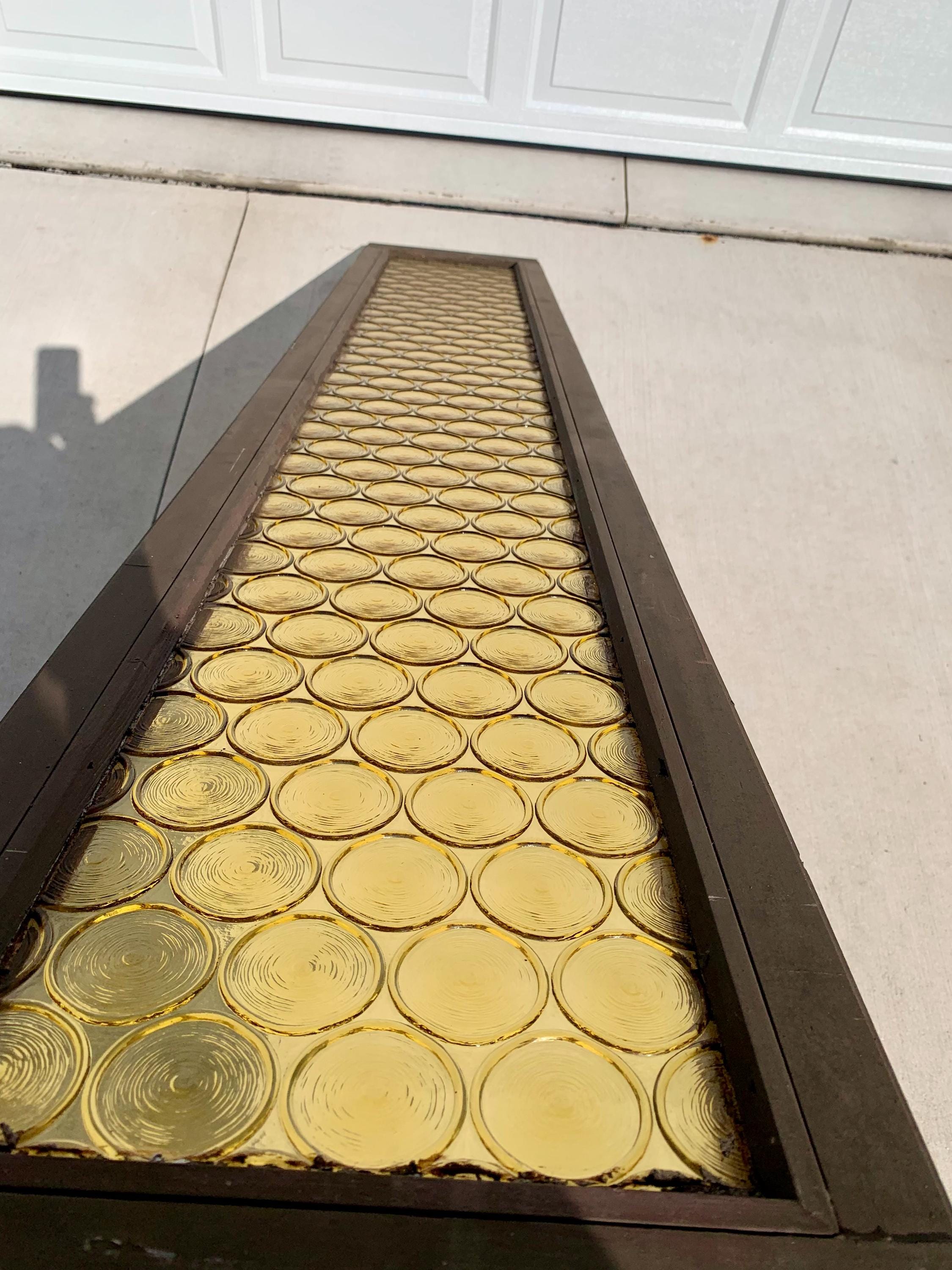 Old Bottle Glass Window 80 X 14 Vintage Yellow Glass 1970s Textured ...