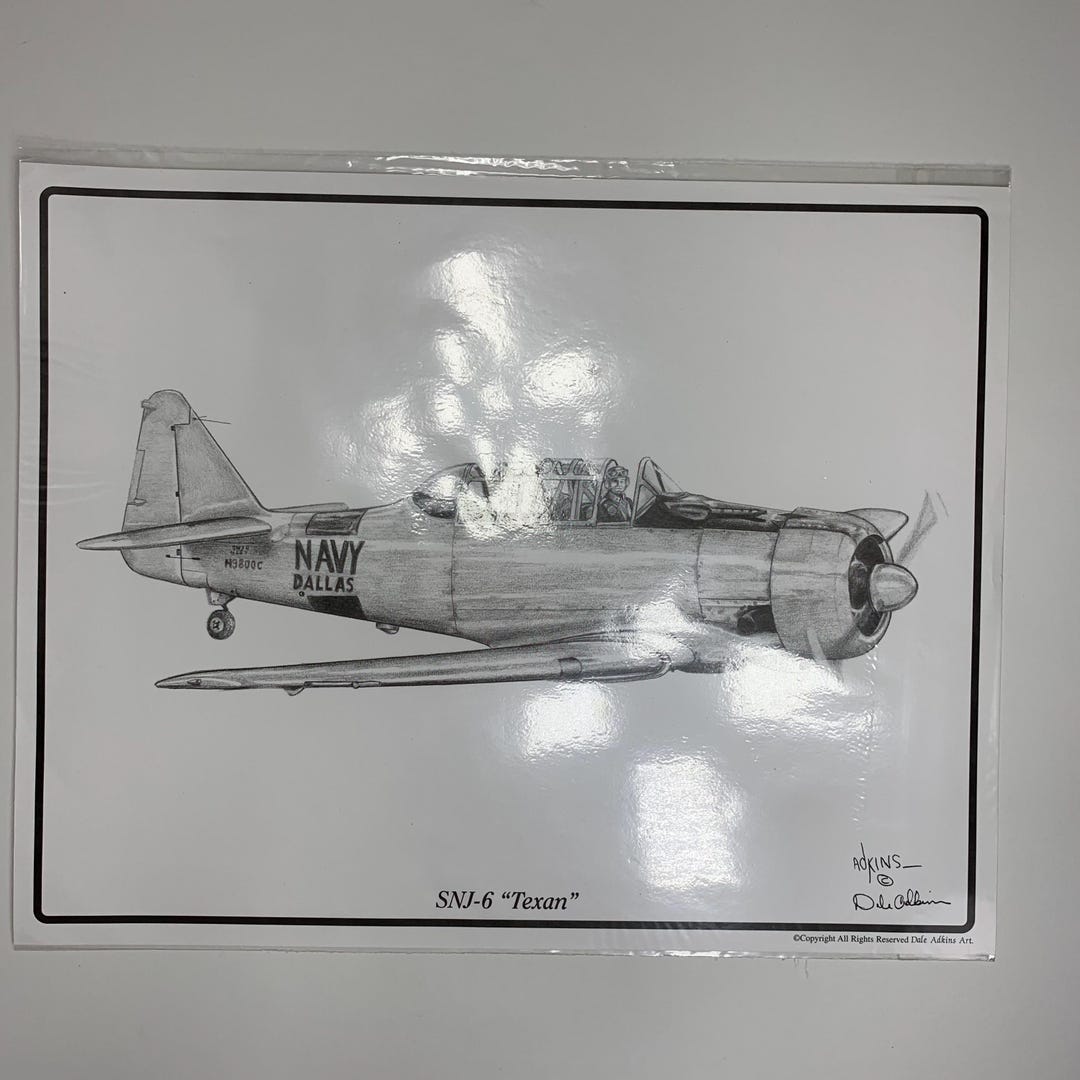 SNJ-6 "texan", Dale Adkins Art, Pencil Sketch, 11x14 Print in Sleeve ...