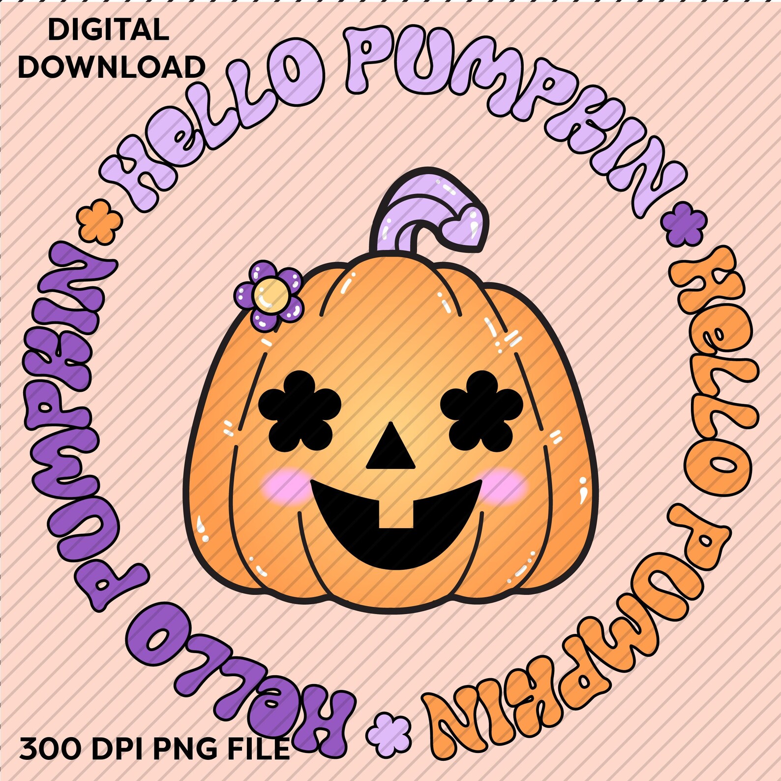Hello Pumpkin Groovy Halloween Png Pumpkin Png Fall Png - Etsy