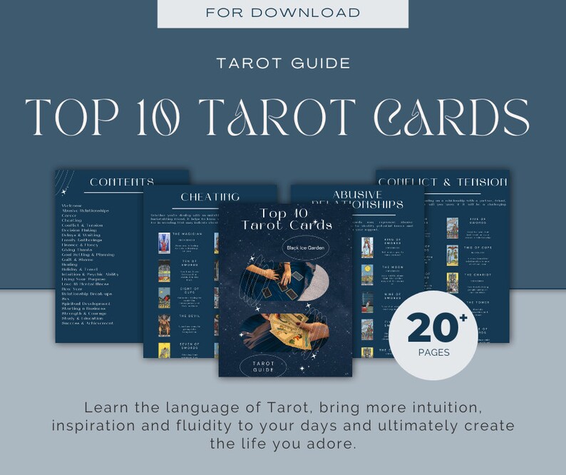 Tarot Guide Top 10 Tarot Cards Printable for Ebook Book of - Etsy
