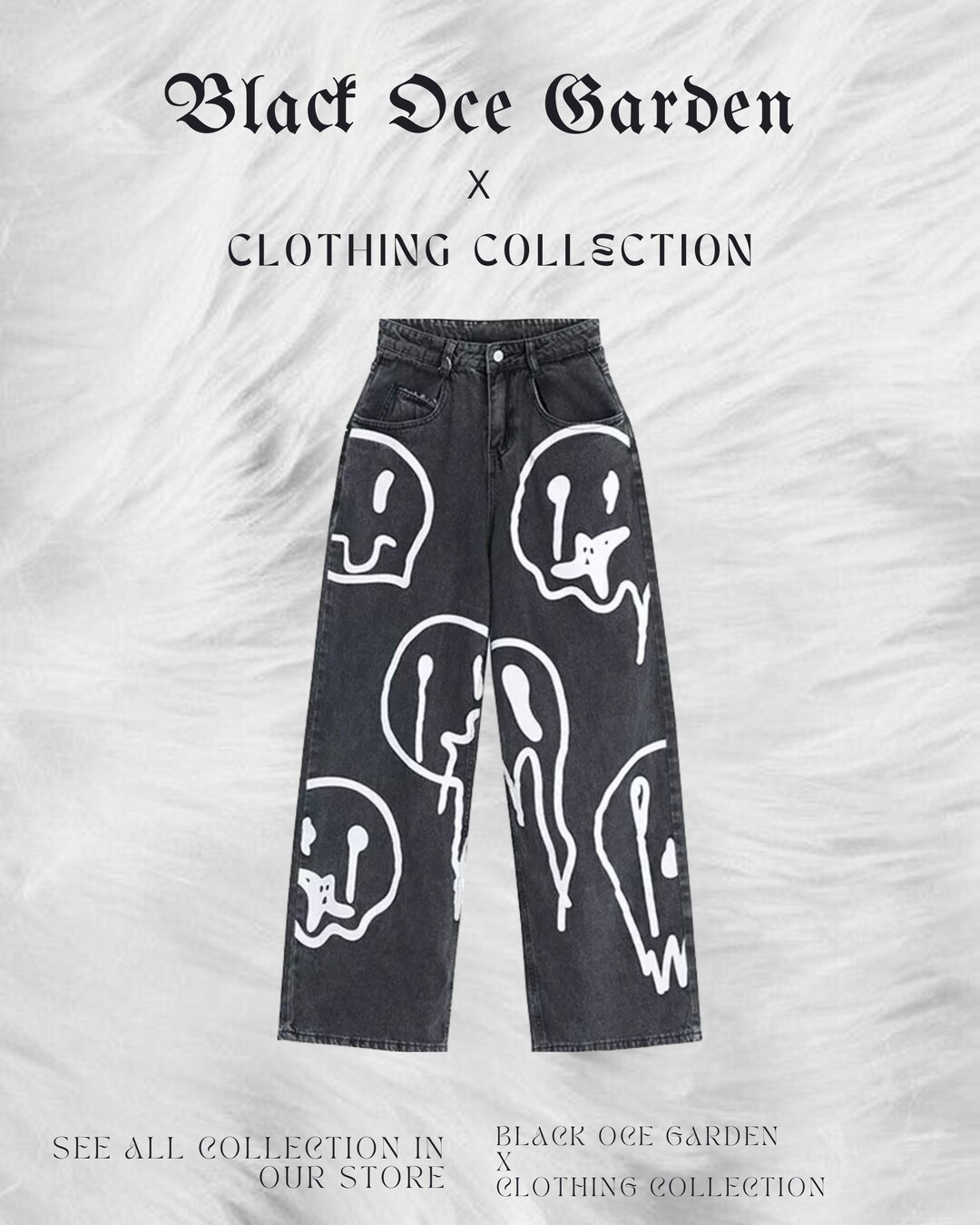 Pants Jeans Denim Gothic Smile Women Casual Rave Goth Style - Etsy