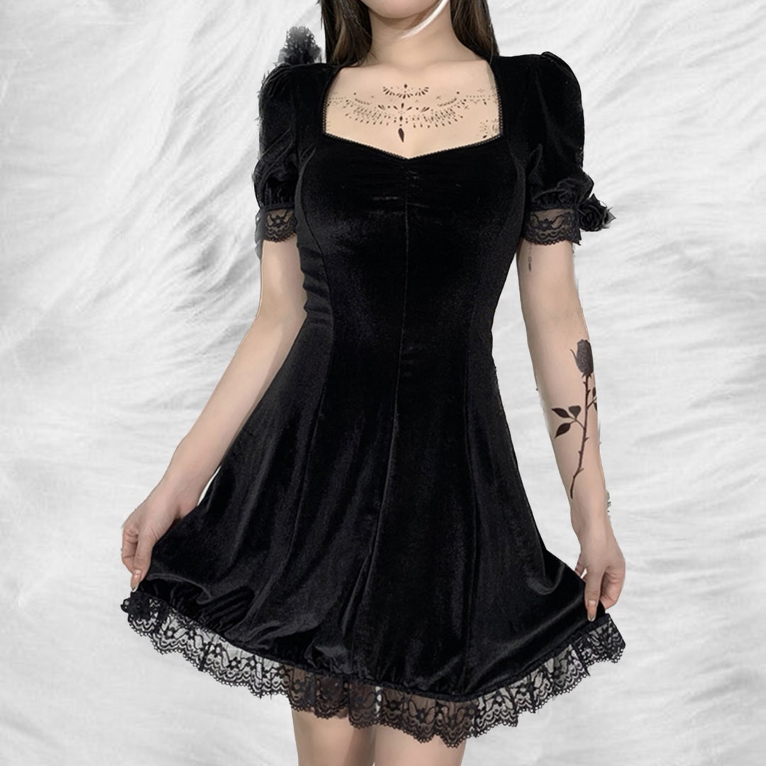 Gothic Vintage Dress Witch Style Short Goth Grunge Lolita - Etsy