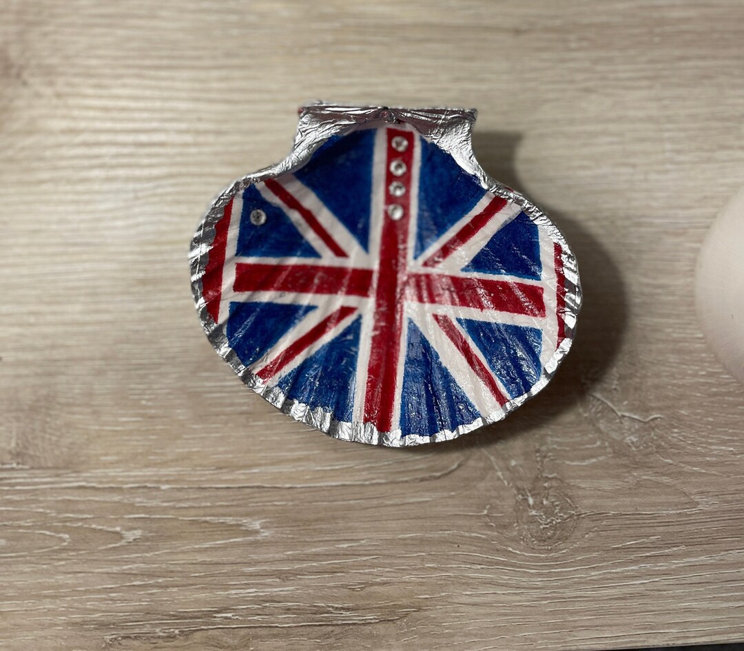 Union Jack Flag, British Flag, Seashell Trinket Dish, Shell Jewelry ...