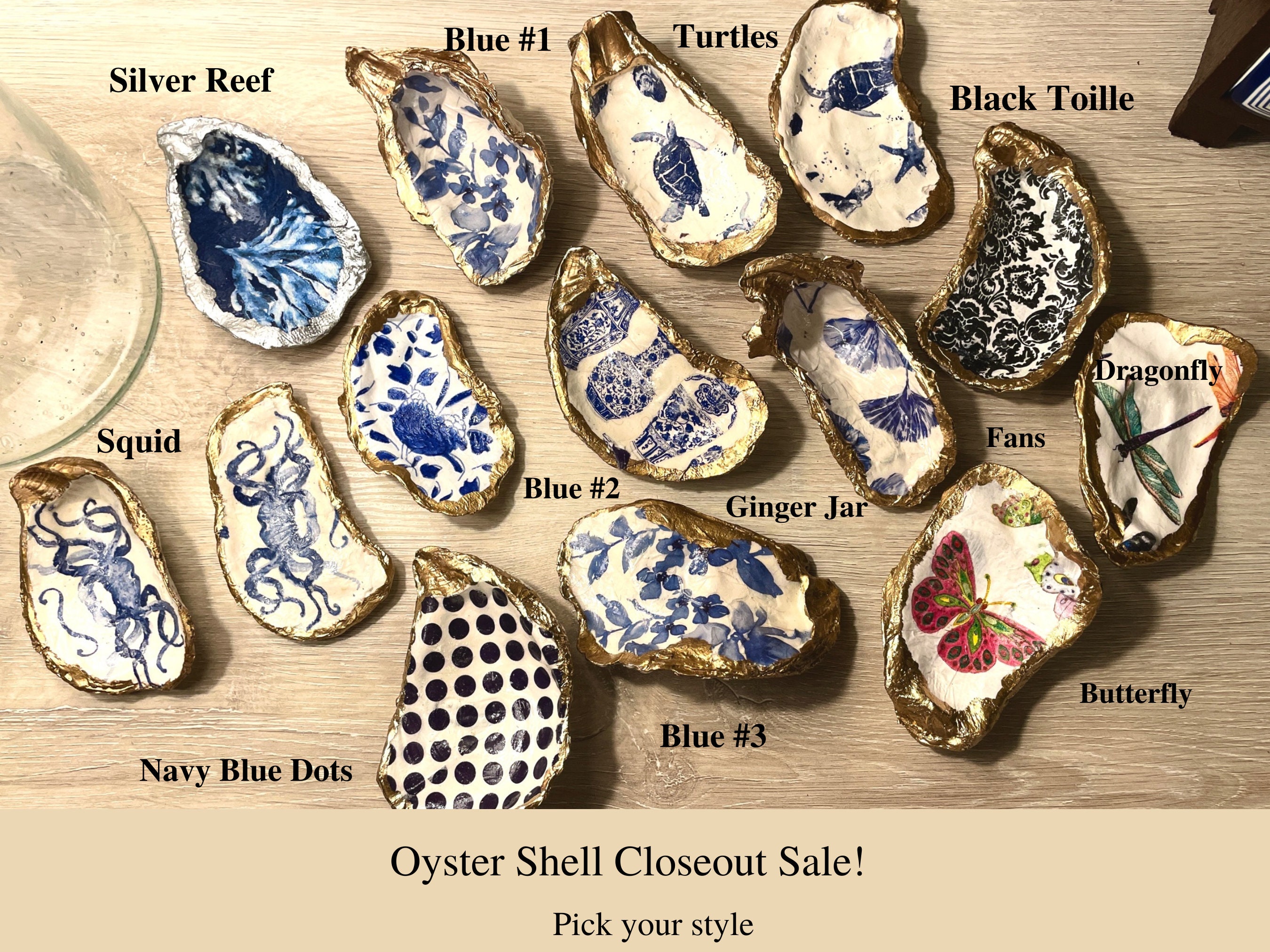 Oyster Shells, Decoupaged Oyster Shells, Hostess Gifts, Girlfriend ...