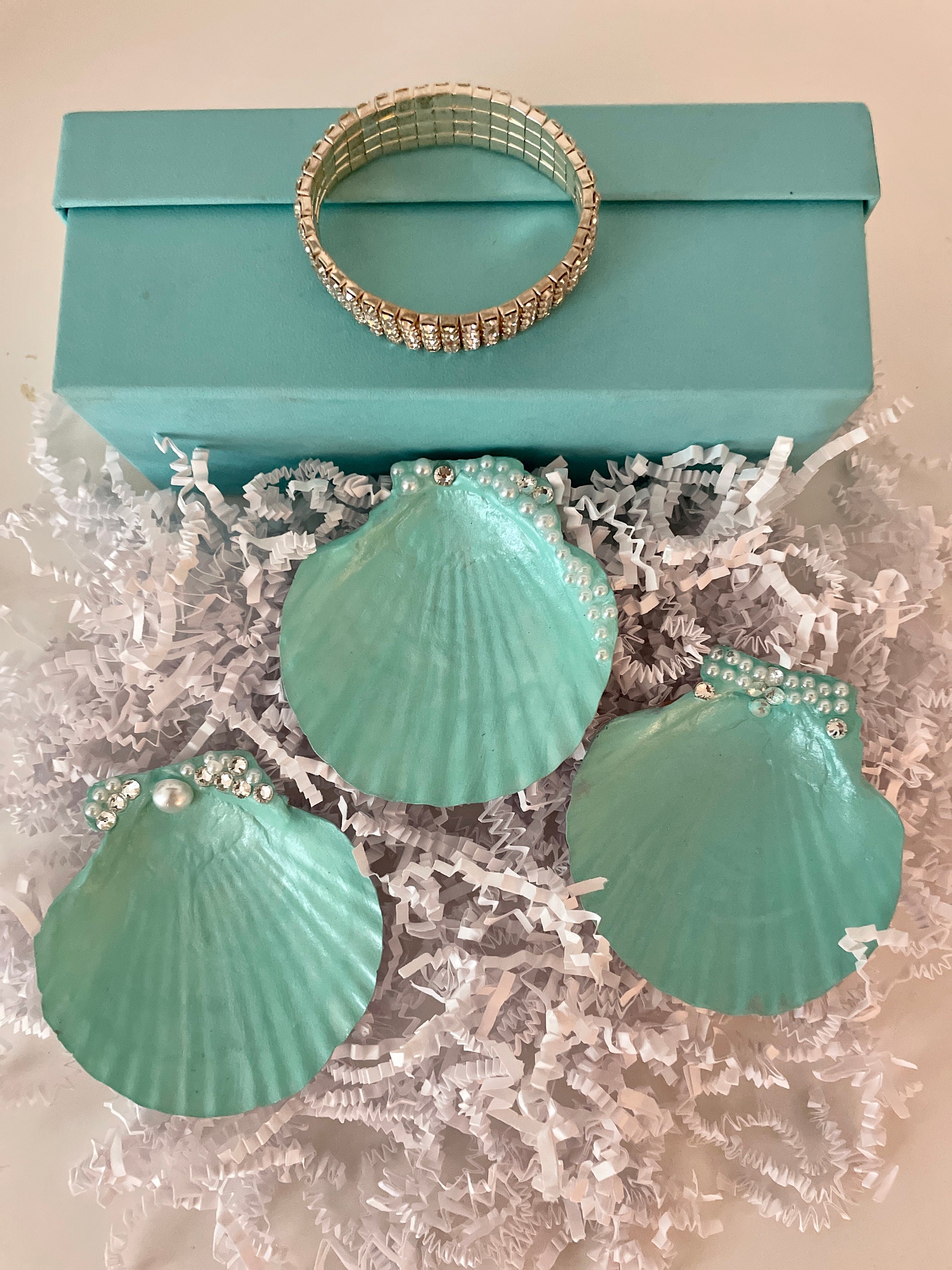 Robin's Egg Blue, Painted Sea Shells, Shells With Jewels, Jewelry ...
