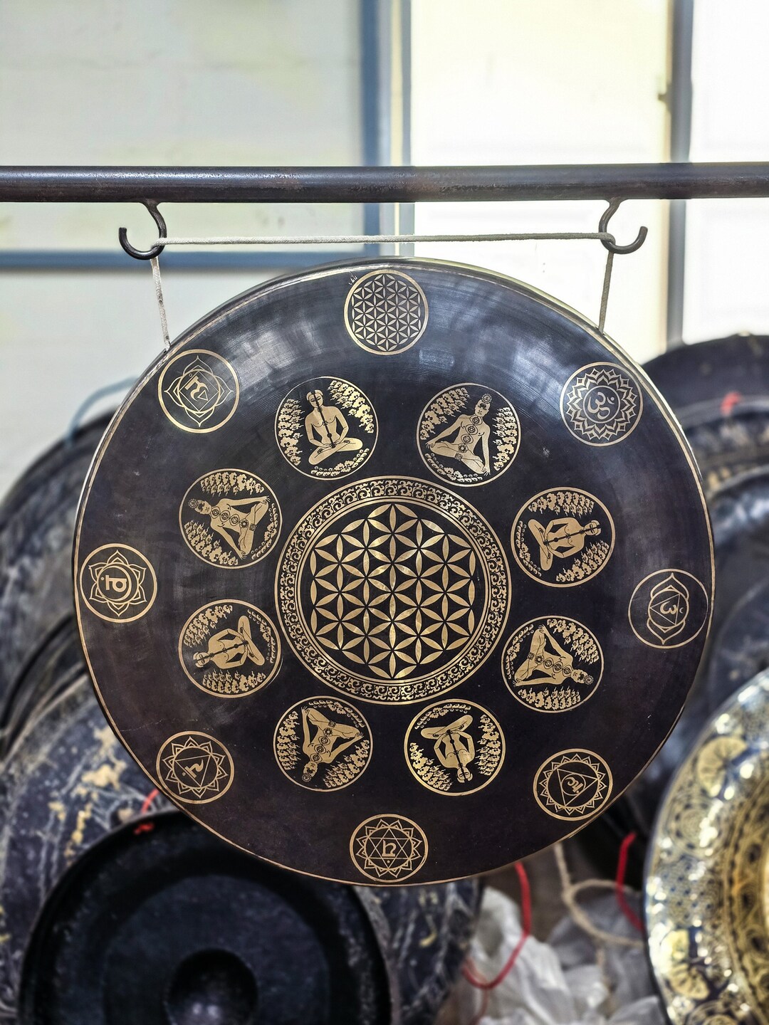 7 Chakra With Yoghi Carving 50 Cm -100 Cm Large Gong From Nepal-extra ...