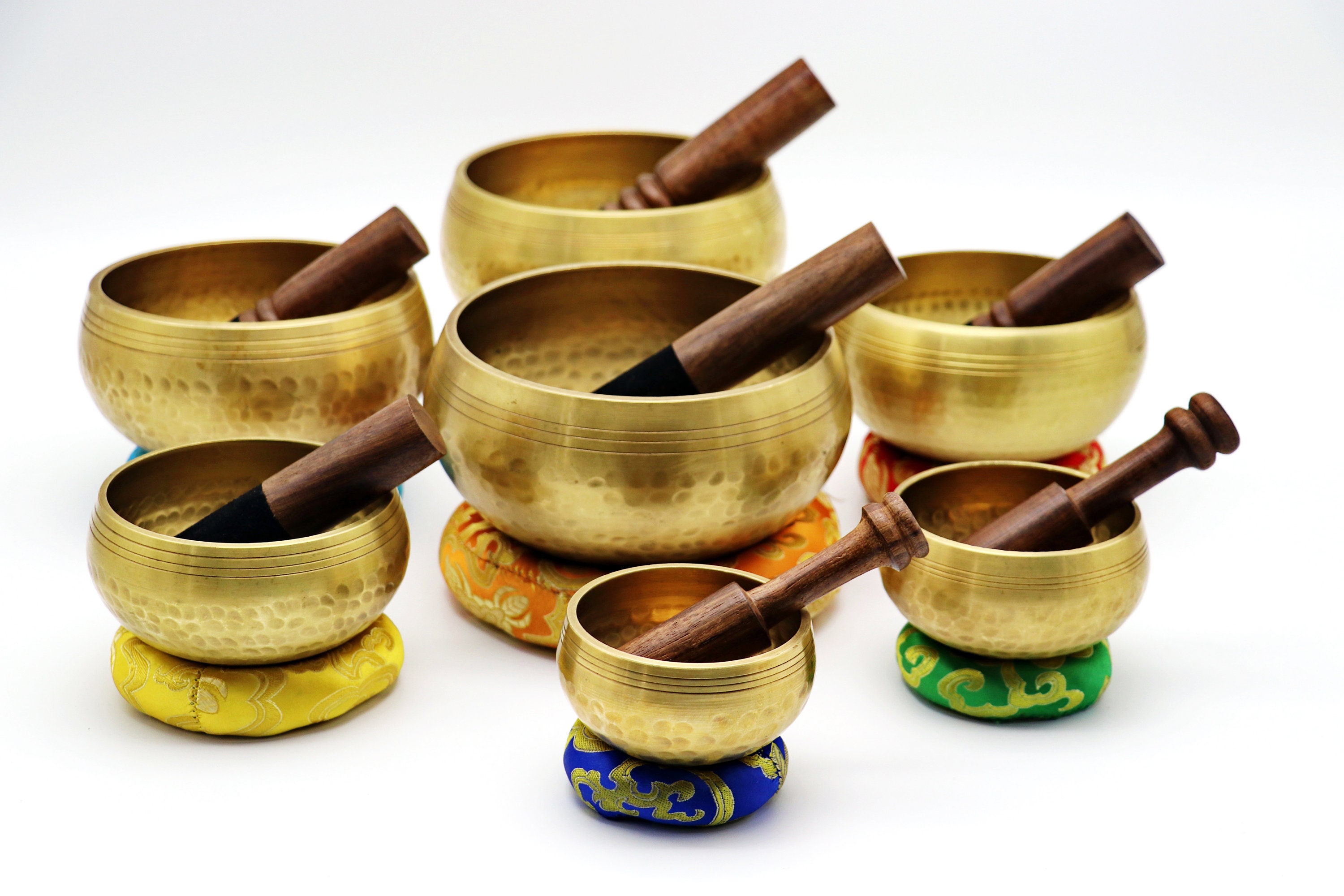 Set of Seven Hand Beaten Gulpa Singing Bowl Set From Nepal-meditation ...