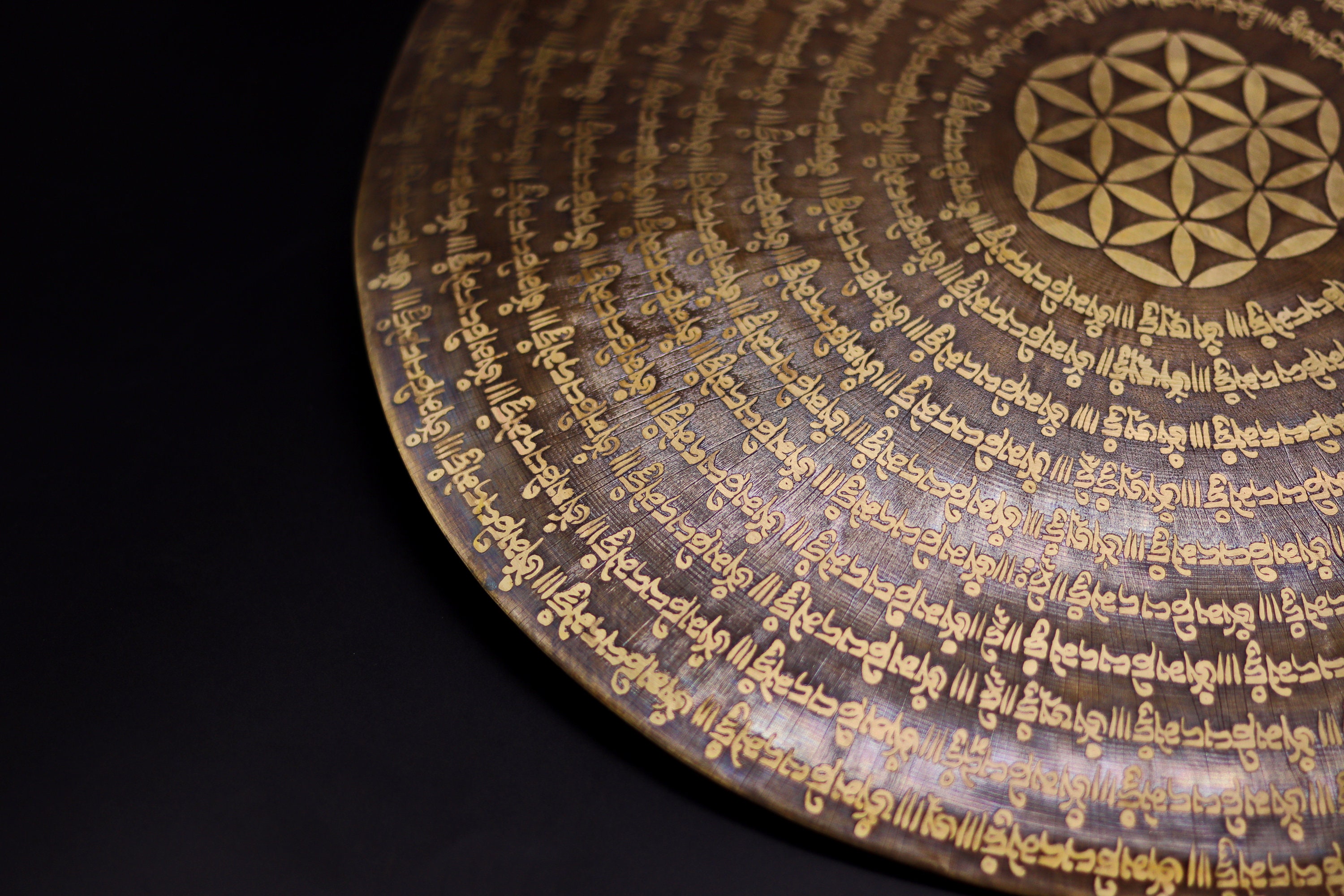 SALE 13 Inches Flower of Life With Full Mantra Carving Flat - Etsy