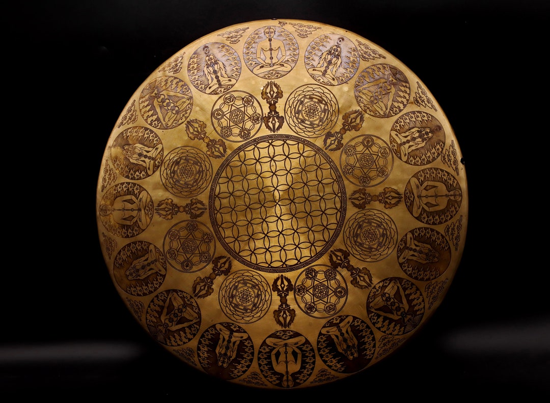 Super Fine Yoghi,bajra and Flower of Life in Center Carving 50 Cm 100 ...