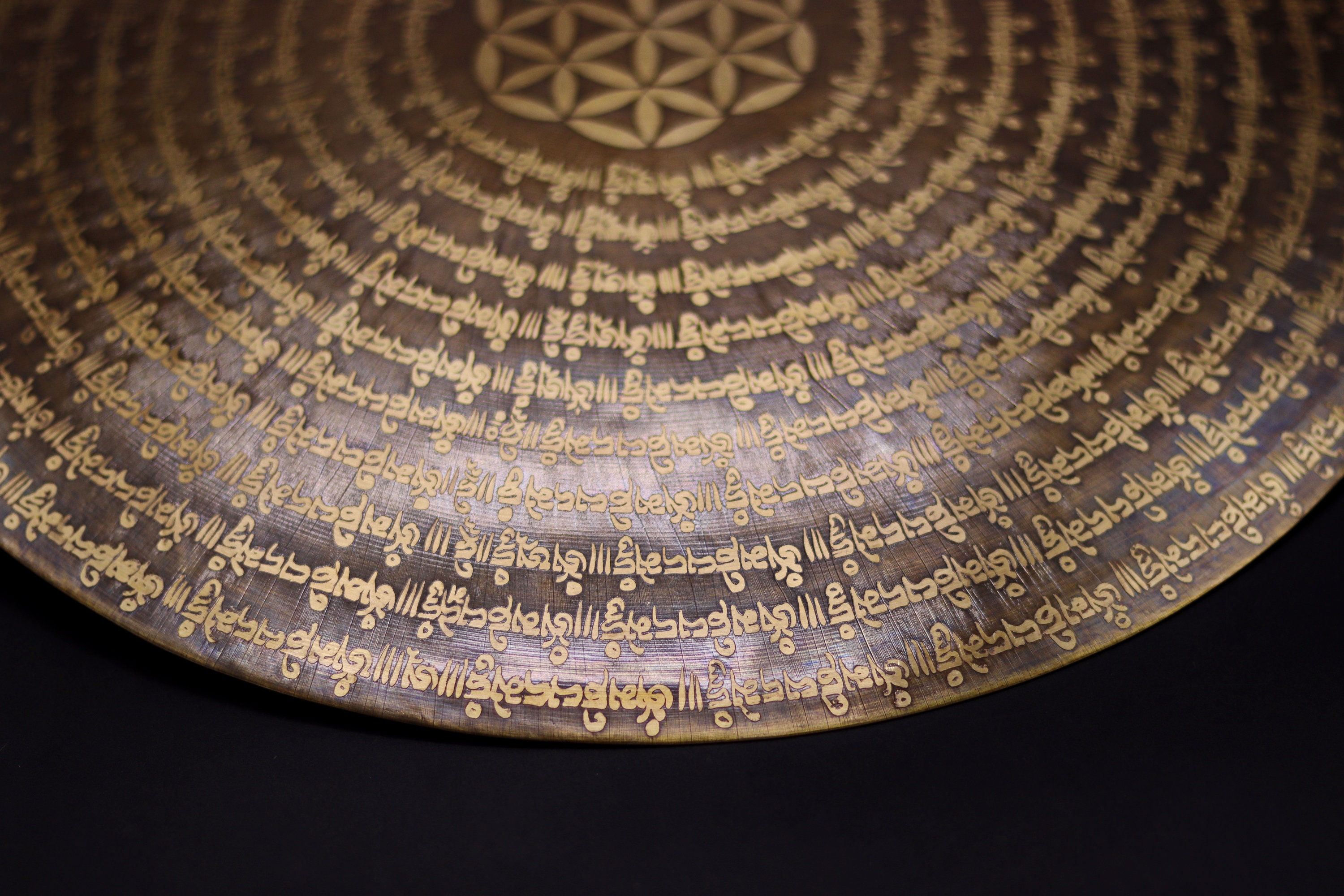 SALE 13 Inches Flower of Life With Full Mantra Carving Flat - Etsy