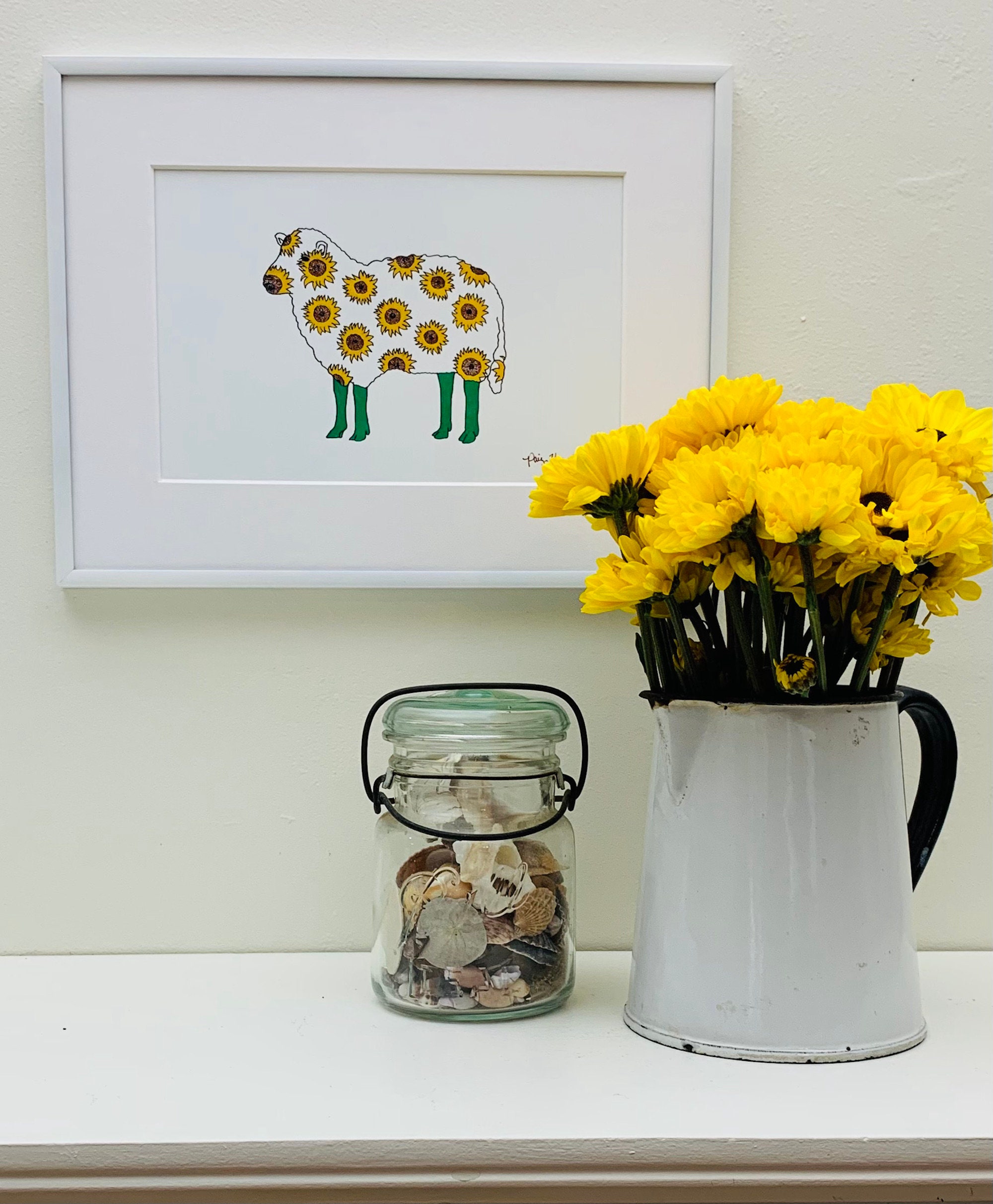 Sheep Print From Original Pen and Ink Illustration, Lamb Drawing, Farm ...