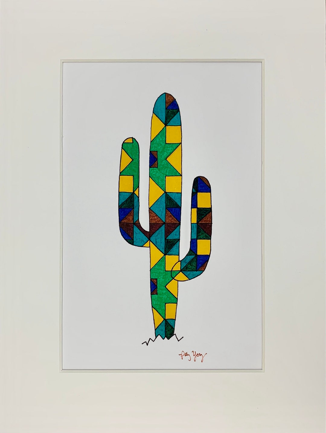 Arizona Saguaro Cactus Art Print From Original Pen and Ink Illustration ...