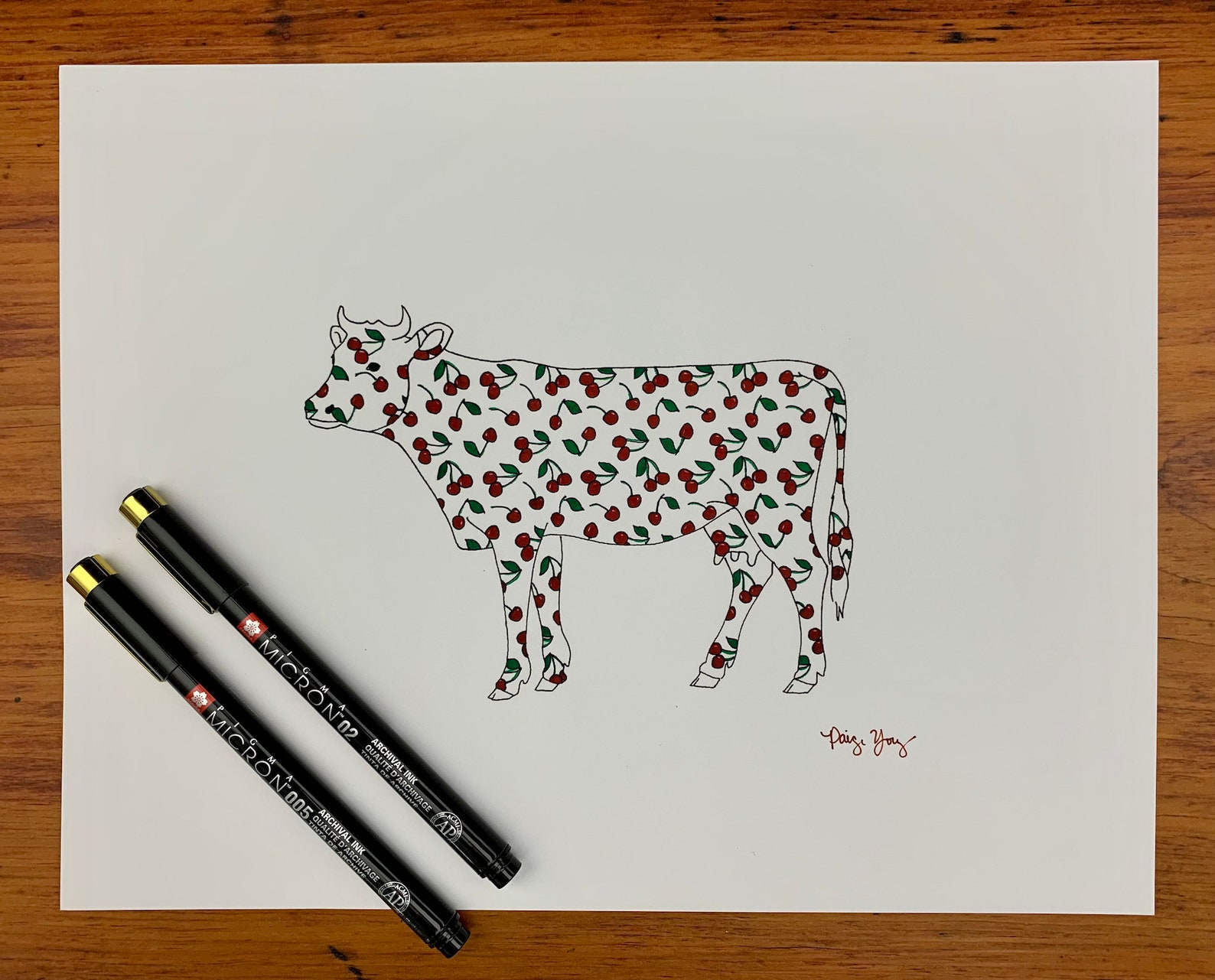 Cow Print From Original Pen and Ink Illustration, Farm Animal Drawing ...