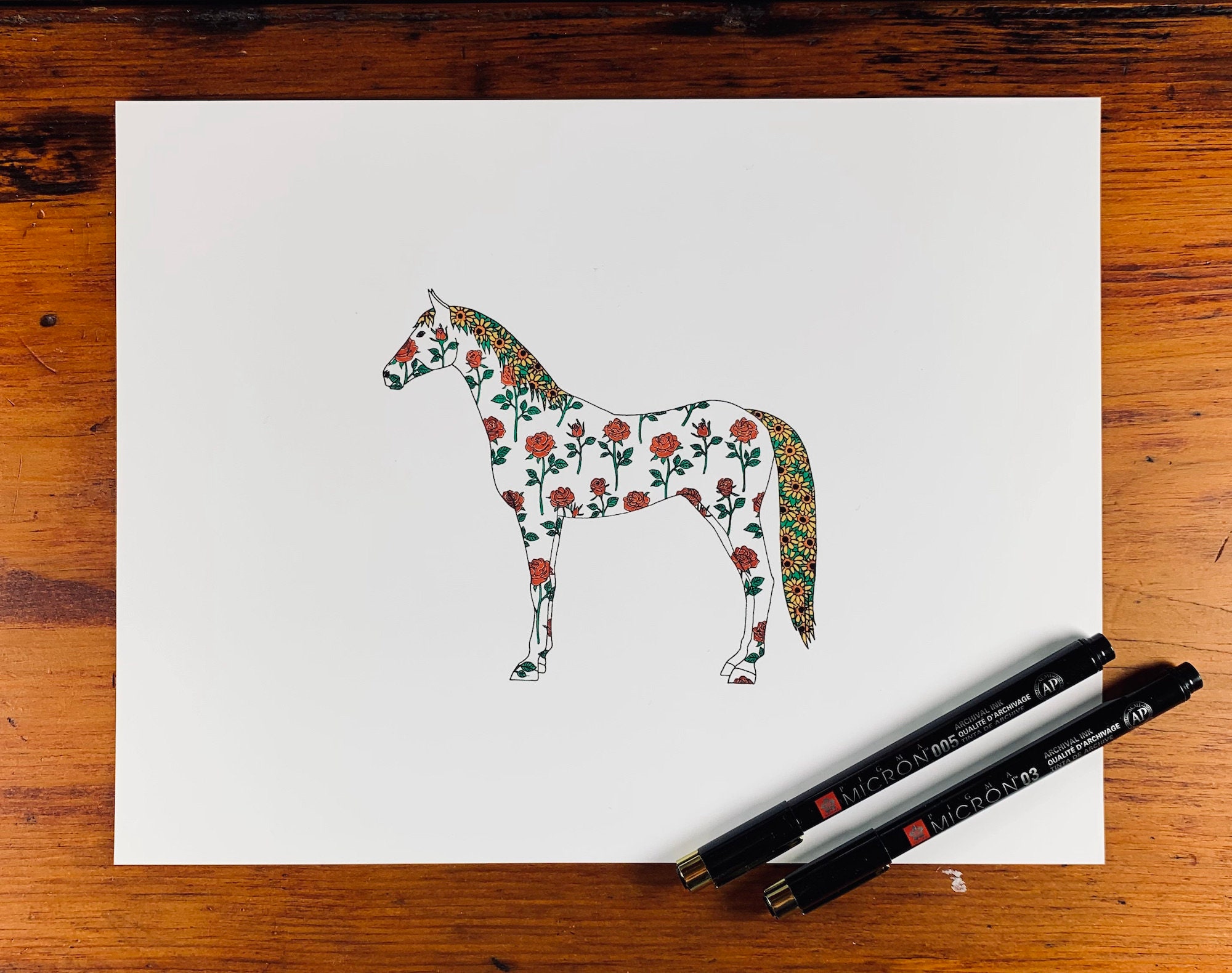 Thoroughbred Horse Print From Original Pen & Ink Illustration, Winning ...