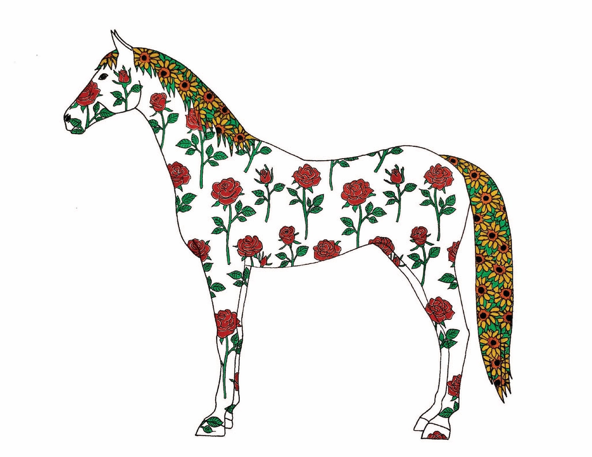 Thoroughbred Horse Print From Original Pen & Ink Illustration, Winning ...