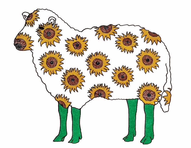 Sheep Print From Original Pen and Ink Illustration, Lamb Drawing, Farm ...