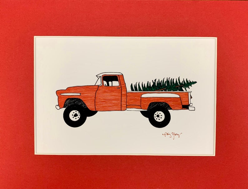 Chevrolet Apache Red Pickup Truck With Christmas Tree Art - Etsy