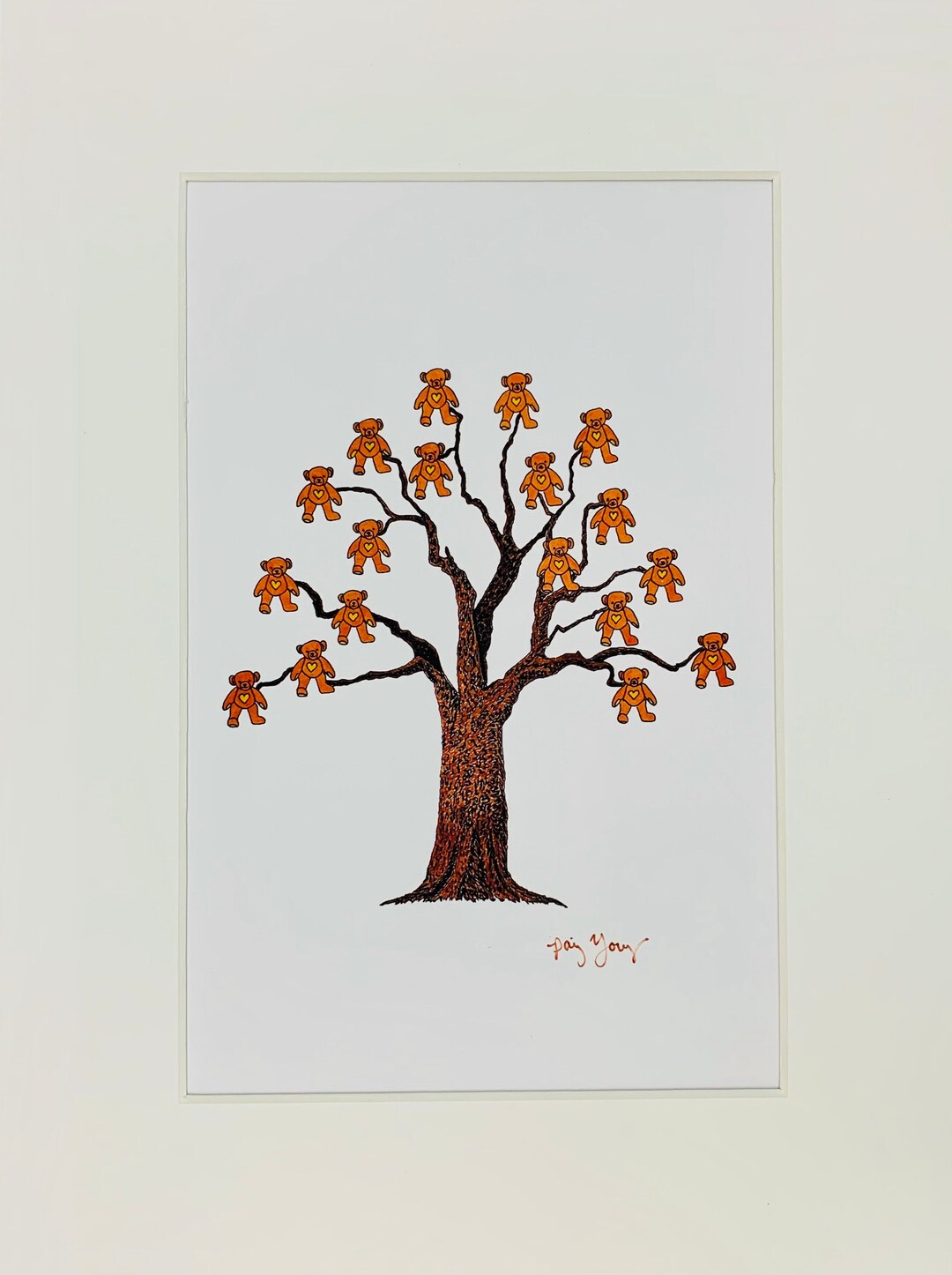 Teddy Bear Tree Art Print From Original Pen and Ink Illustration, Teddy ...