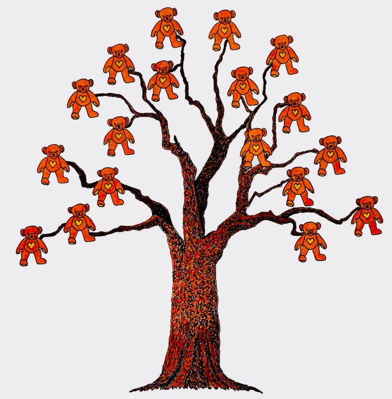 Teddy Bear Tree Art Print From Original Pen and Ink - Etsy