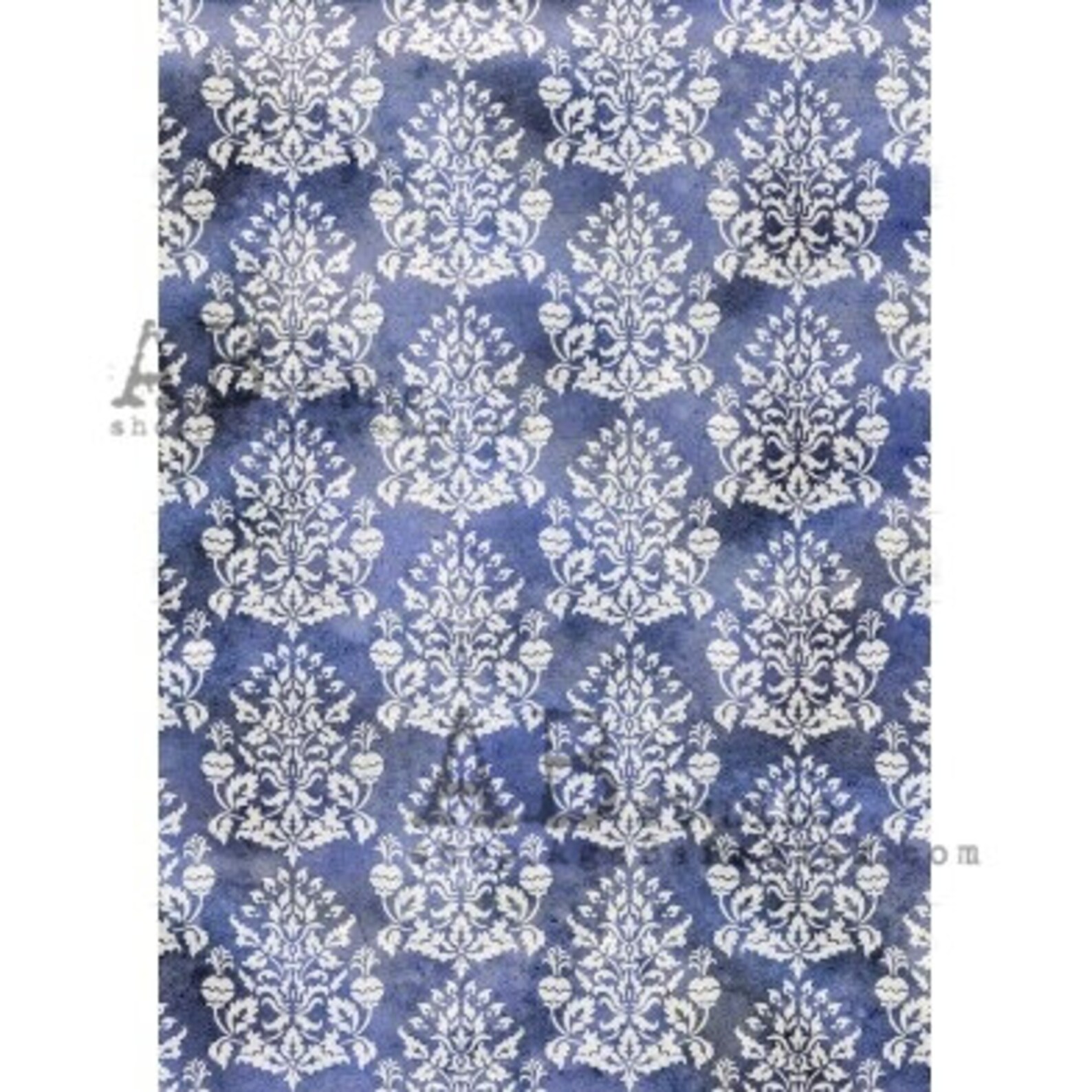 A4 DFAB 0500 Dark Blue Damask Wallpaper Decopauge Rice Paper - Etsy