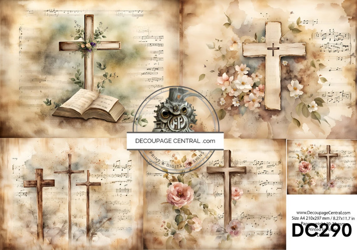 A4 DF 290 the Old Rugged Cross Multi Decoupage Rice Paper - Etsy