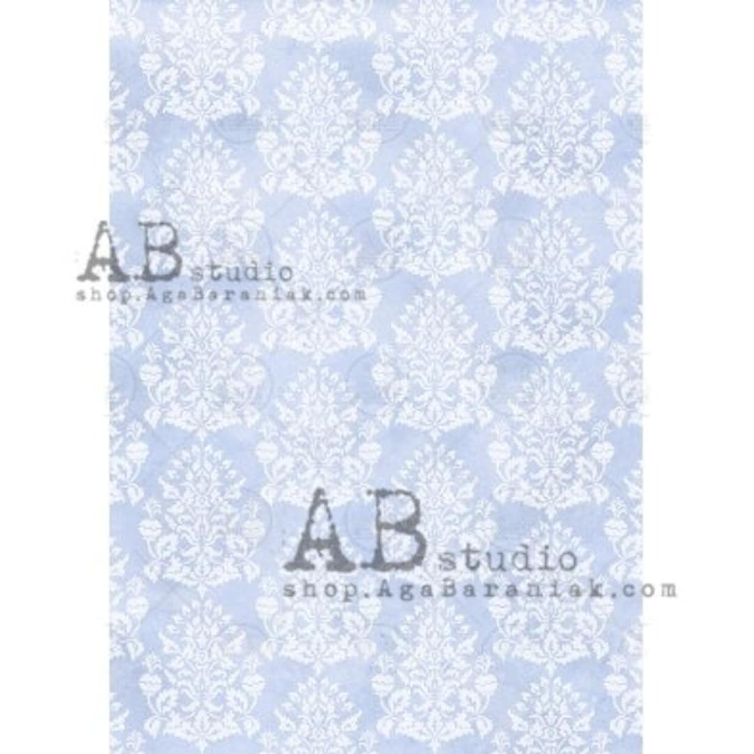 A4 DFAB 0499 Light Blue Damask Wallpaper Decopauge Rice Paper - Etsy