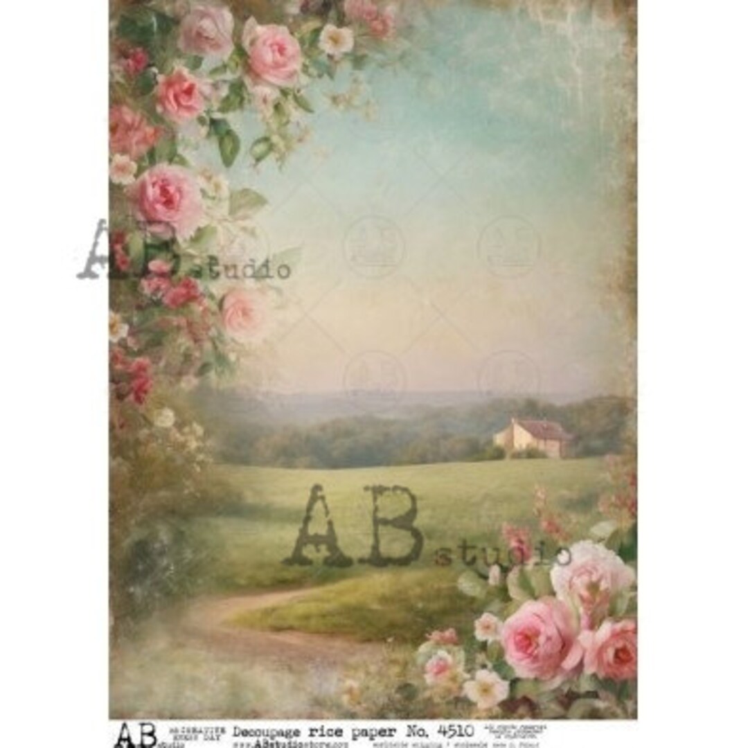 A4 DFAB 4510 Rose Meadow Background Decoupage Rice Paper - Etsy