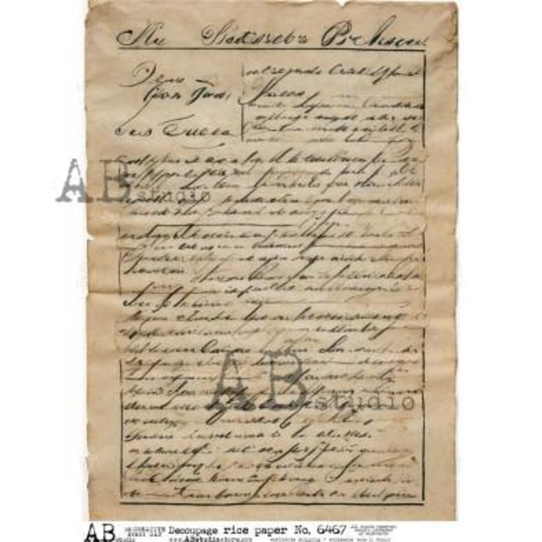A4 ABDF 6467 Vintage Script Background Decoupage Rice Paper - Etsy