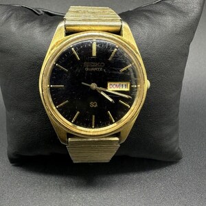 Vintage Seiko Day Date Gold Tone Watch 5Y23-8049 New Battery - Etsy