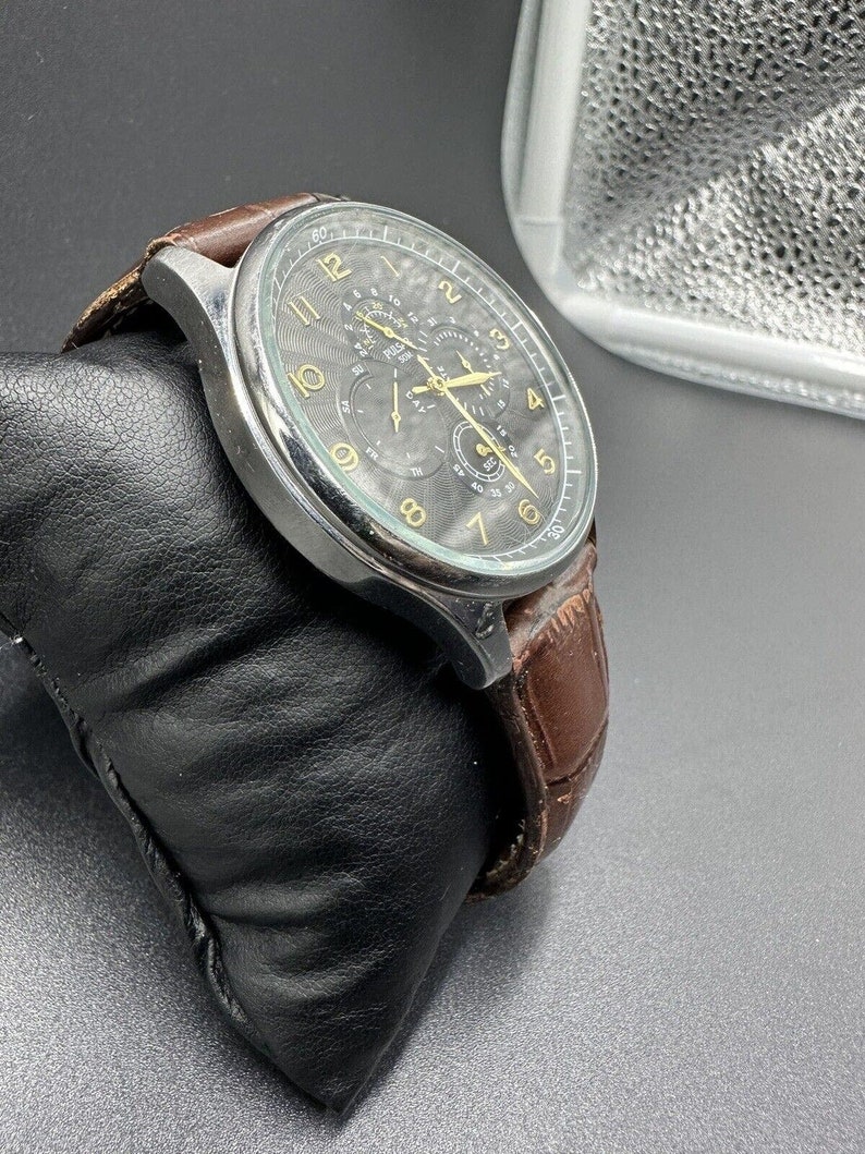 Pulsar by Seiko Men's 42mm Black Dial Chronograph Leather Watch VD74 ...