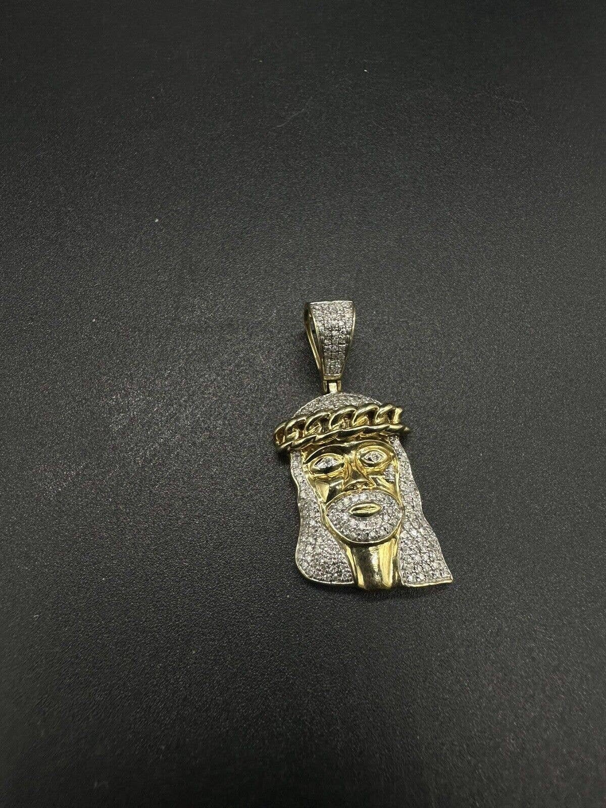 10K Yellow Gold Diamond Jesus Head Pendant 6 Grams 1/2 TCW - Etsy
