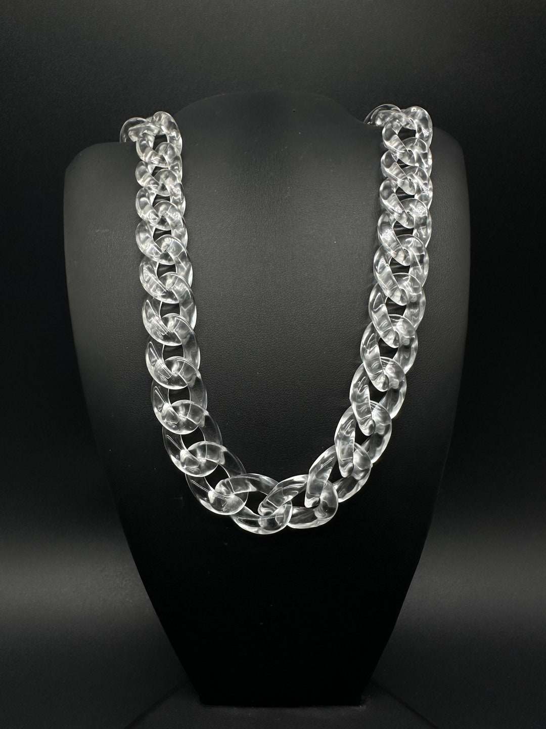 Transparent Clear Miami Cuban Link Chain Necklace 20” - Etsy