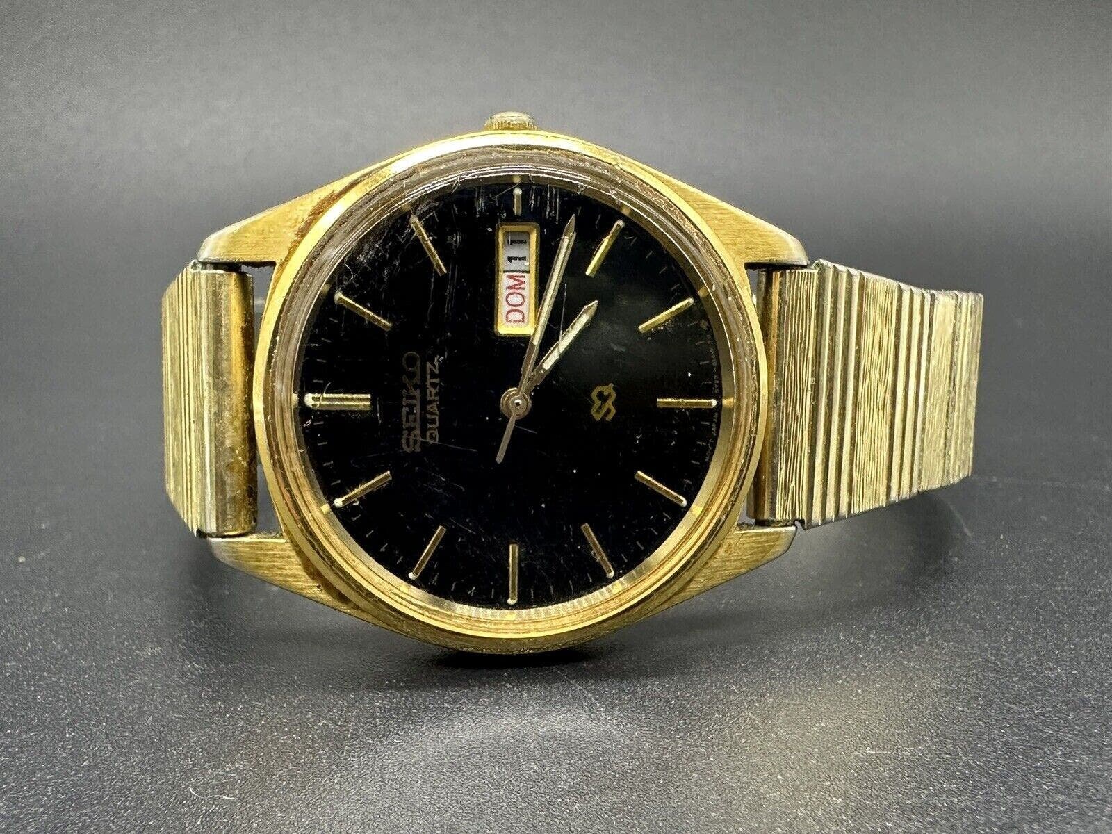Vintage Seiko Day Date Gold Tone Watch 5Y23-8049 New Battery - Etsy