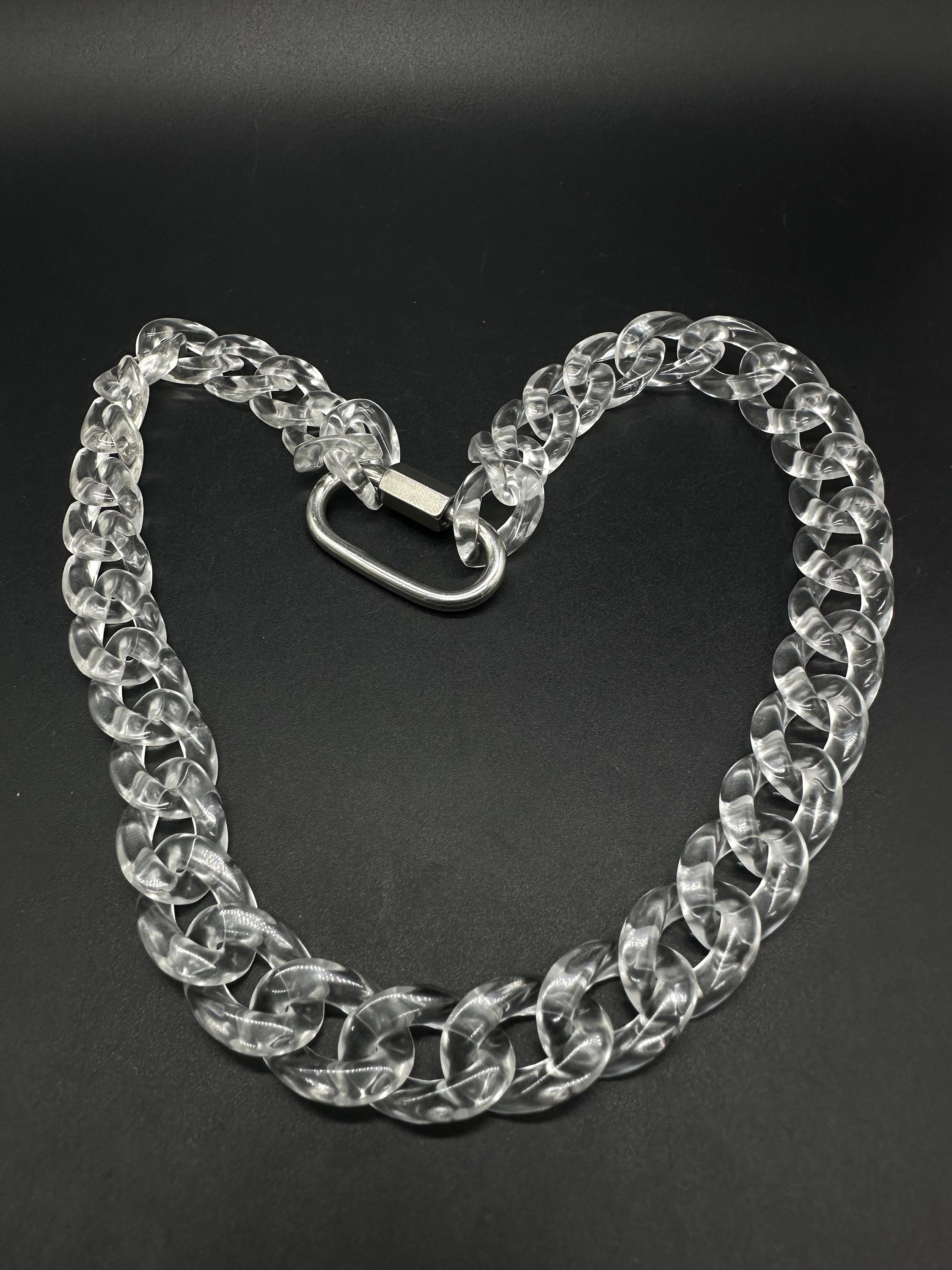 Transparent Clear Miami Cuban Link Chain Necklace 20 - Etsy