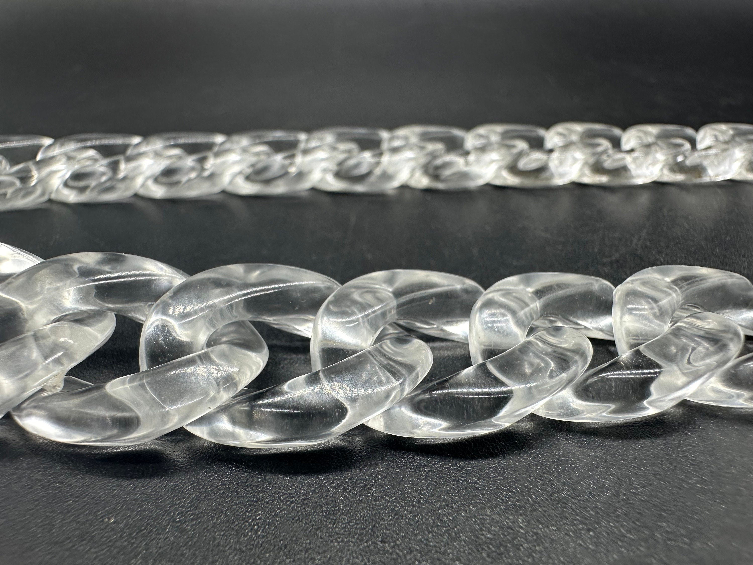 Transparent Clear Miami Cuban Link Chain Necklace 20 - Etsy