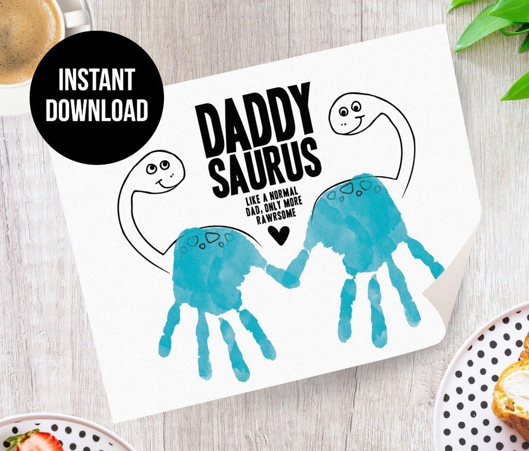 Dad's Birthday Double Handprint Card for Daddy From Kids, Sons, Twins ...