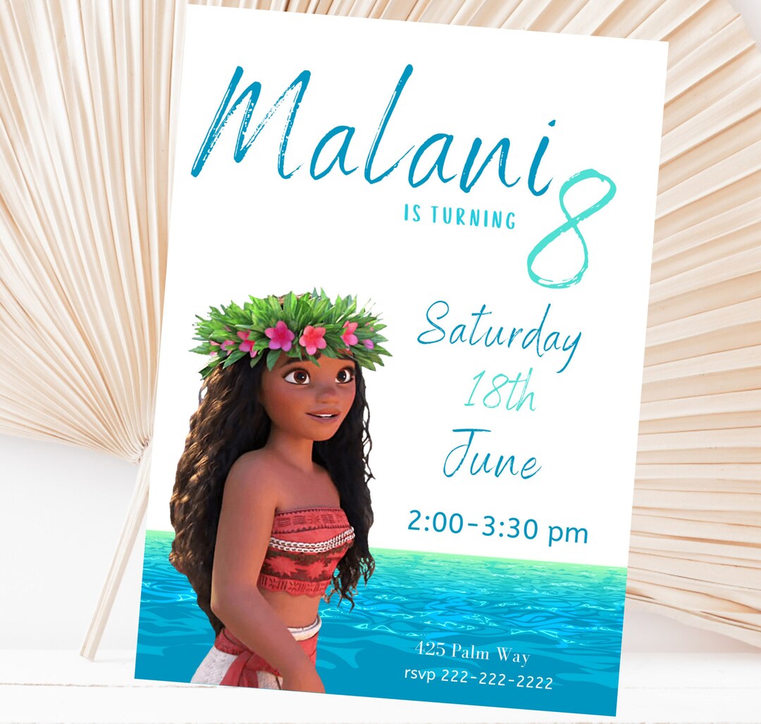 Editable Moana Birthday Invitation, Moana Invitation Template, Moana ...